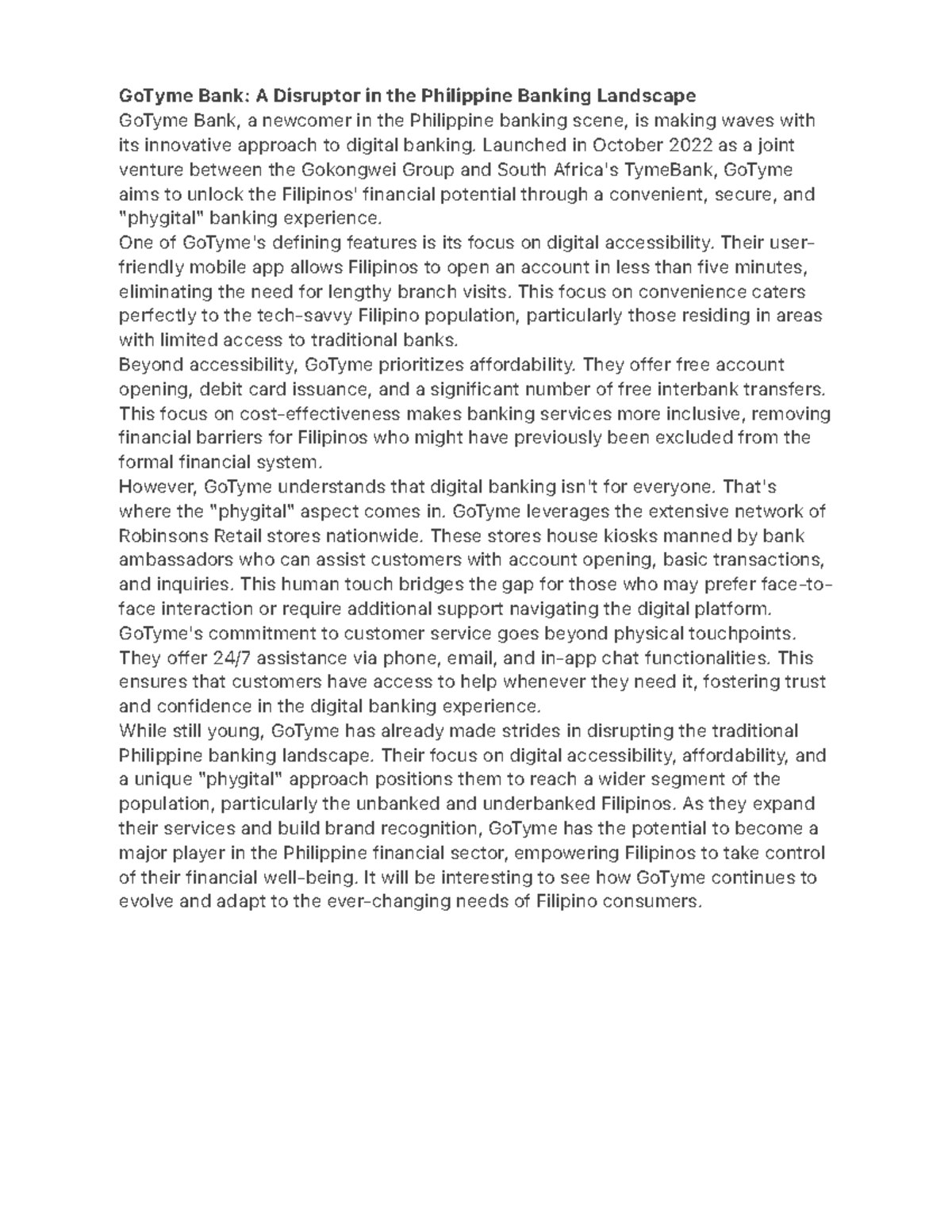 Go Tyme Bank: A Disruptor in the Philippine Banking Landscape - GoTyme ...