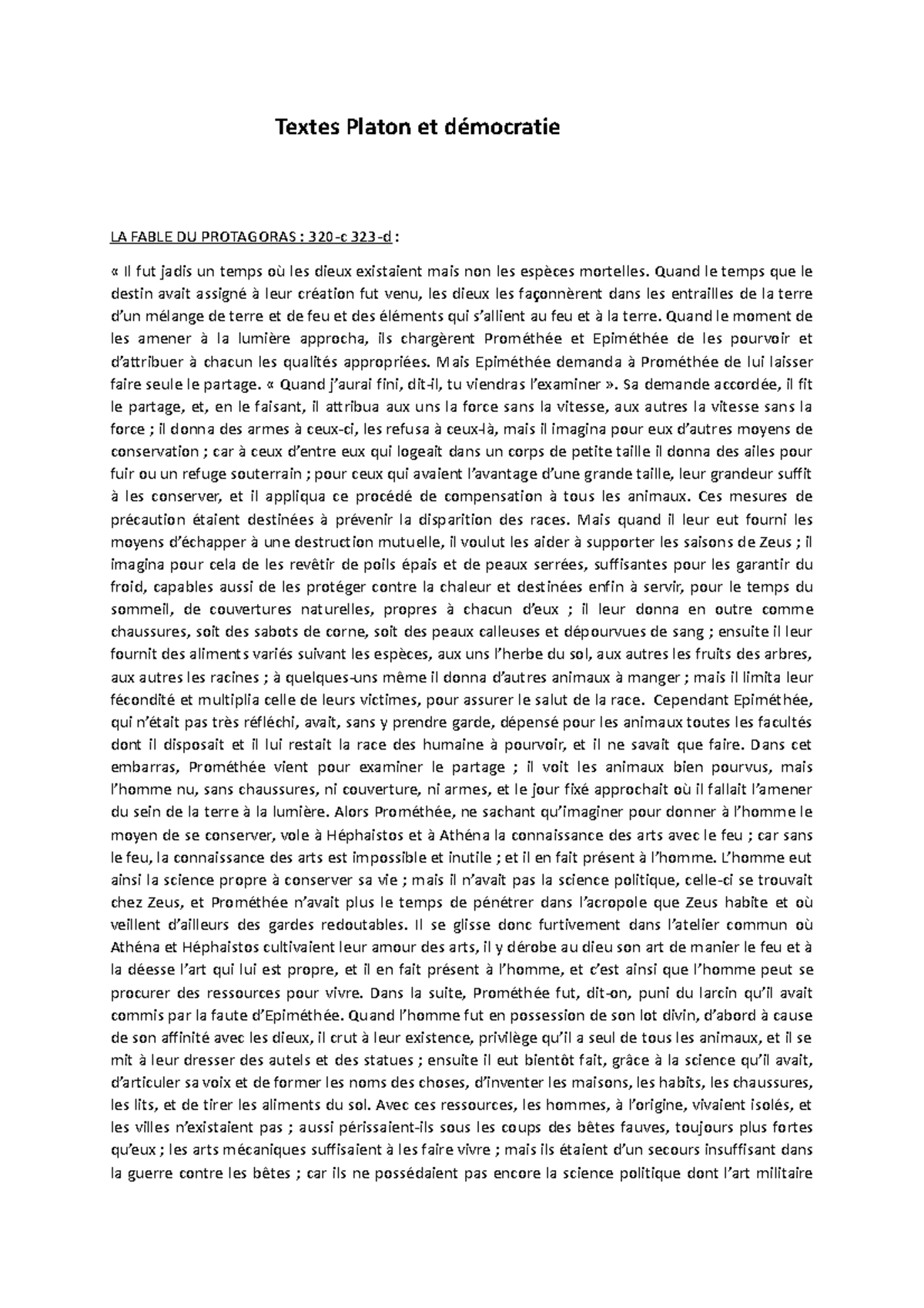 Textes Platon philo politique - Textes Platon et démocratie LA FABLE DU ...