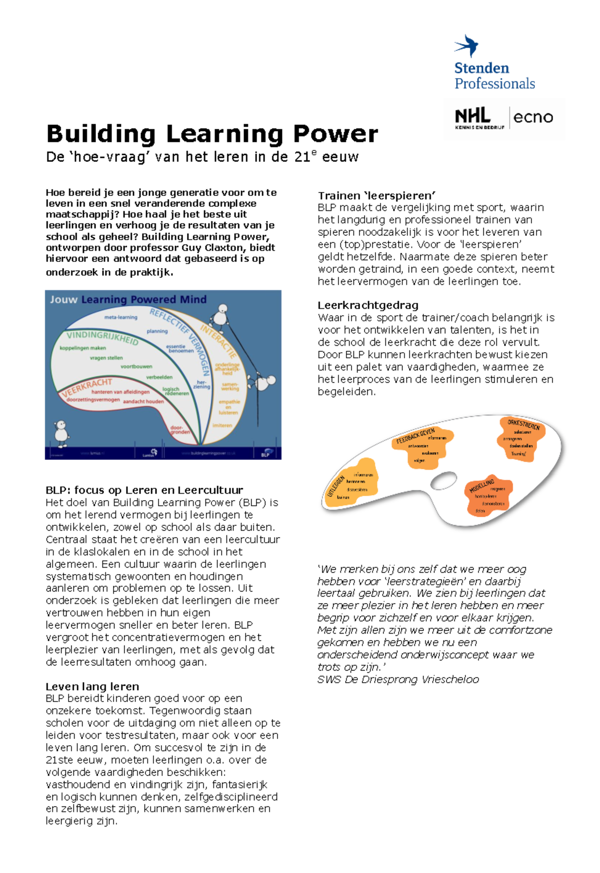 Building Learning Power factsheet 2015 - Building Learning Power De ...