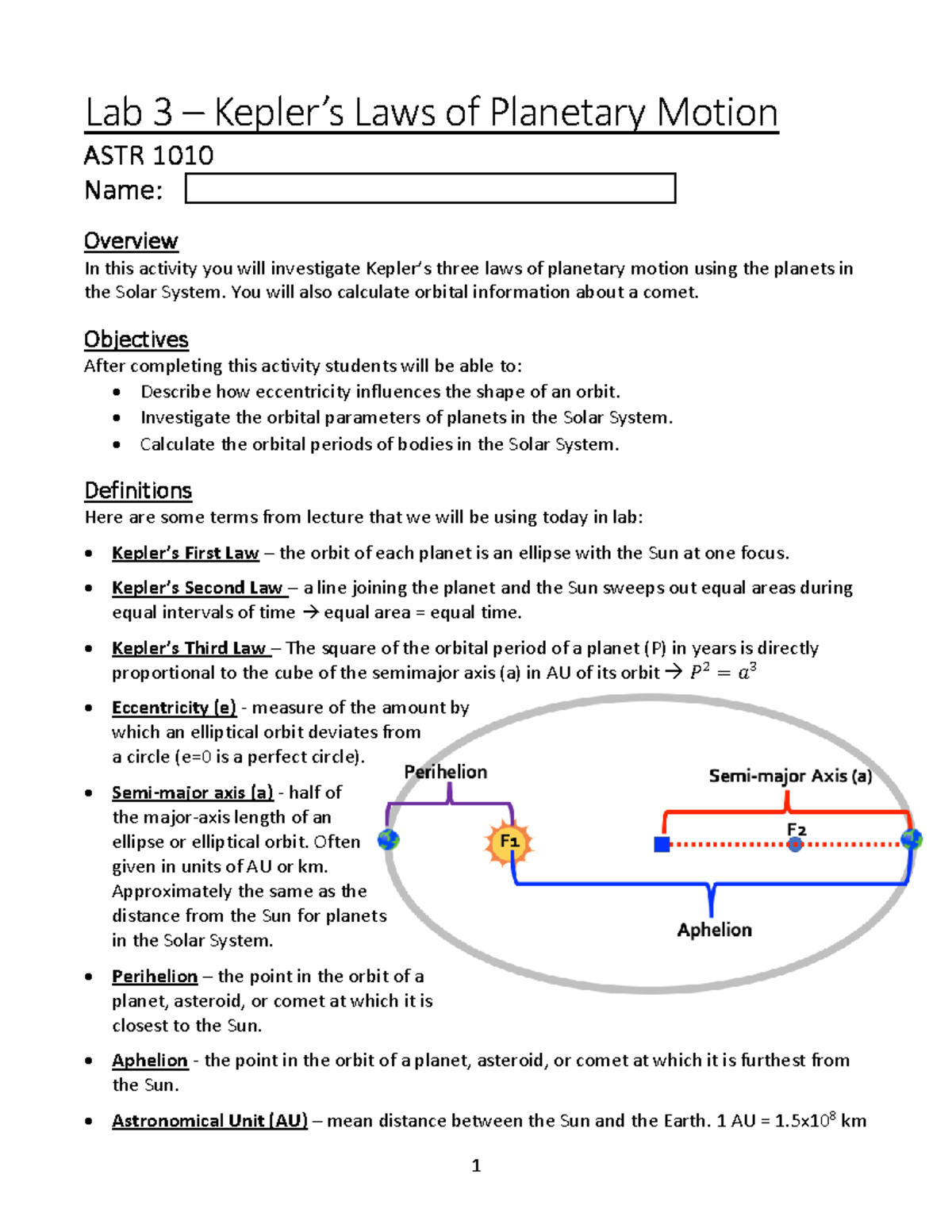 Rrrr - hggfghvhjhbhk - Lab 3 – Kepler’s Laws of Planetary Motion ASTR ...