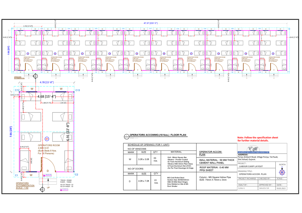 Operator Accom. WD 10, drawing, Labour Camp, road project, road ...