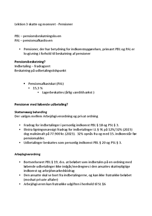 Lektion 2 skatte og momsret - Lektion 2- Skat og momsret §KSL ...