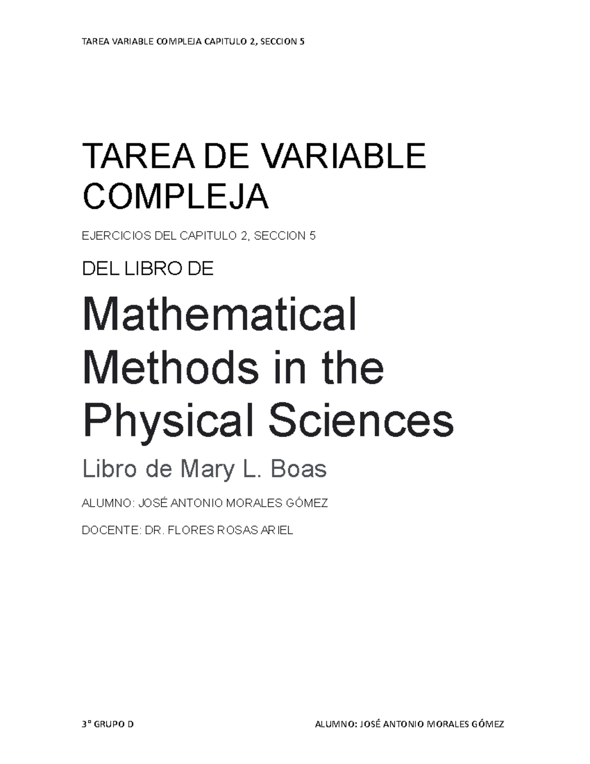 Tarea Variable Compleja - TAREA DE VARIABLE COMPLEJA EJERCICIOS DEL CAPITULO 2, SECCION 5 DEL ...