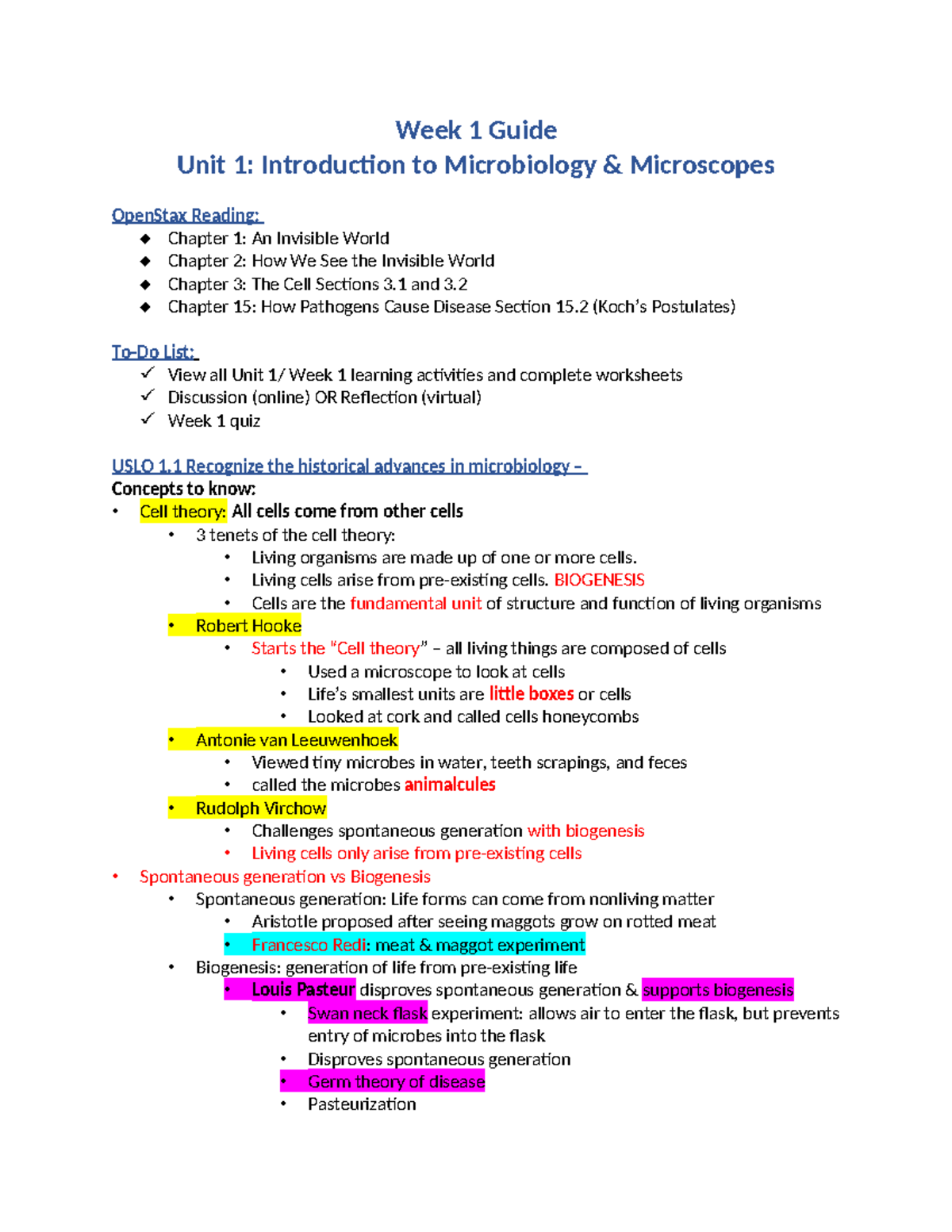 Week 1 Guide 2023 with notes - Week 1 Guide Unit 1: Introduction to ...