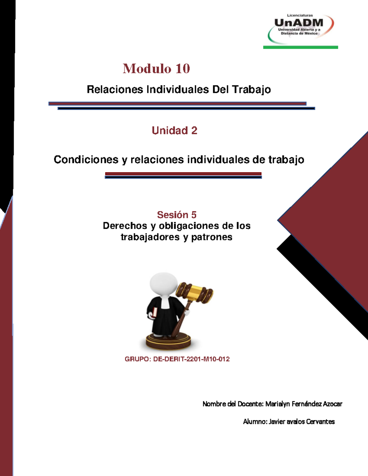 CONDICIONES Y RELACIONES DEL TRABAJO MODULO 10 UNIDAD 2 SESION 5 - Modulo 10 Relaciones ...