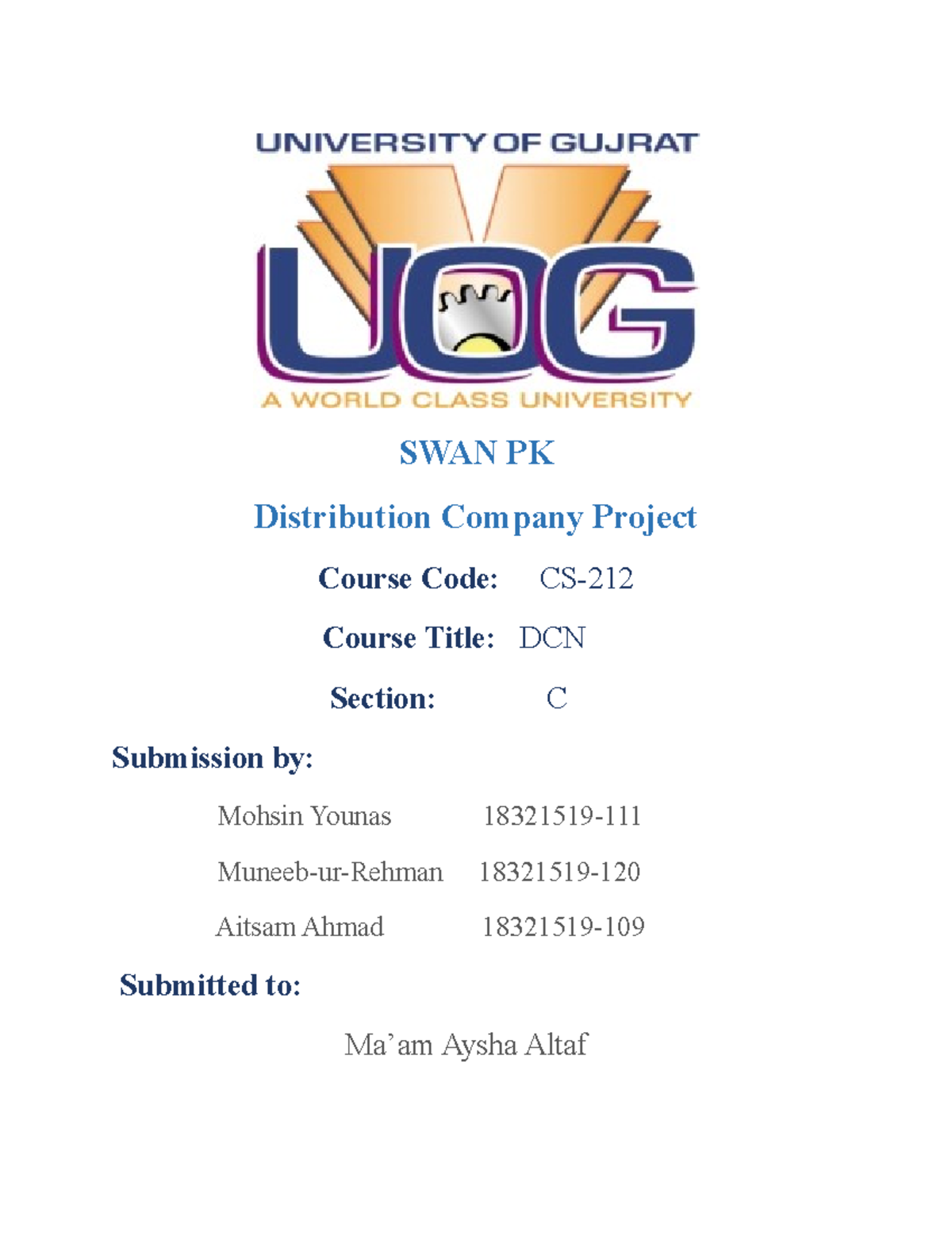 DCN Project Documentation - SWAN PK Distribution Company Project Course ...