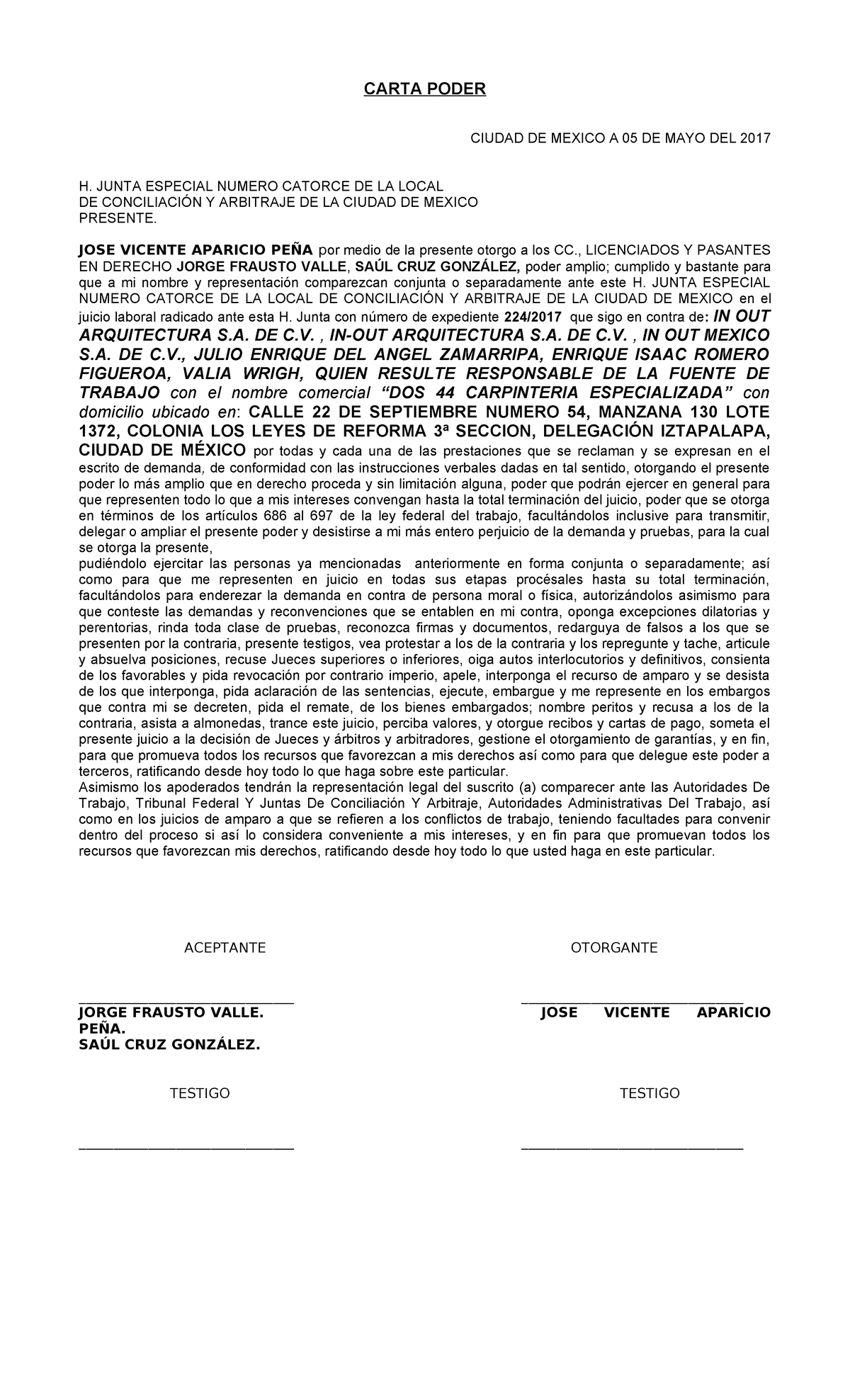 Carta Poder 5 MAYO - CARTA PODER CIUDAD DE MEXICO A 05 DE MAYO DEL 2017 ...