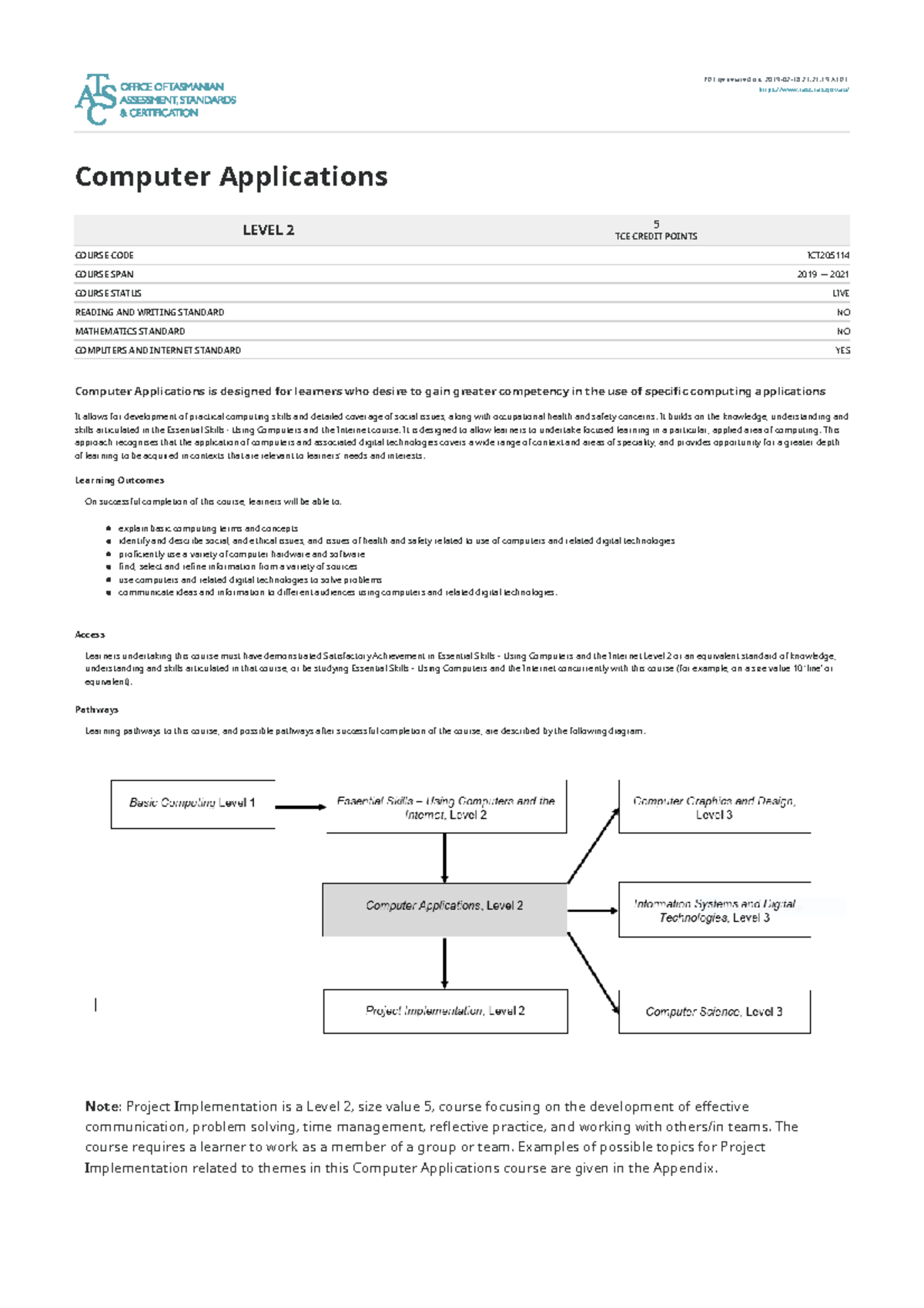 Ict205114-1 - PDF generated on: 2019-02-18 21:21:19 AEDT tasc.tas.gov ...