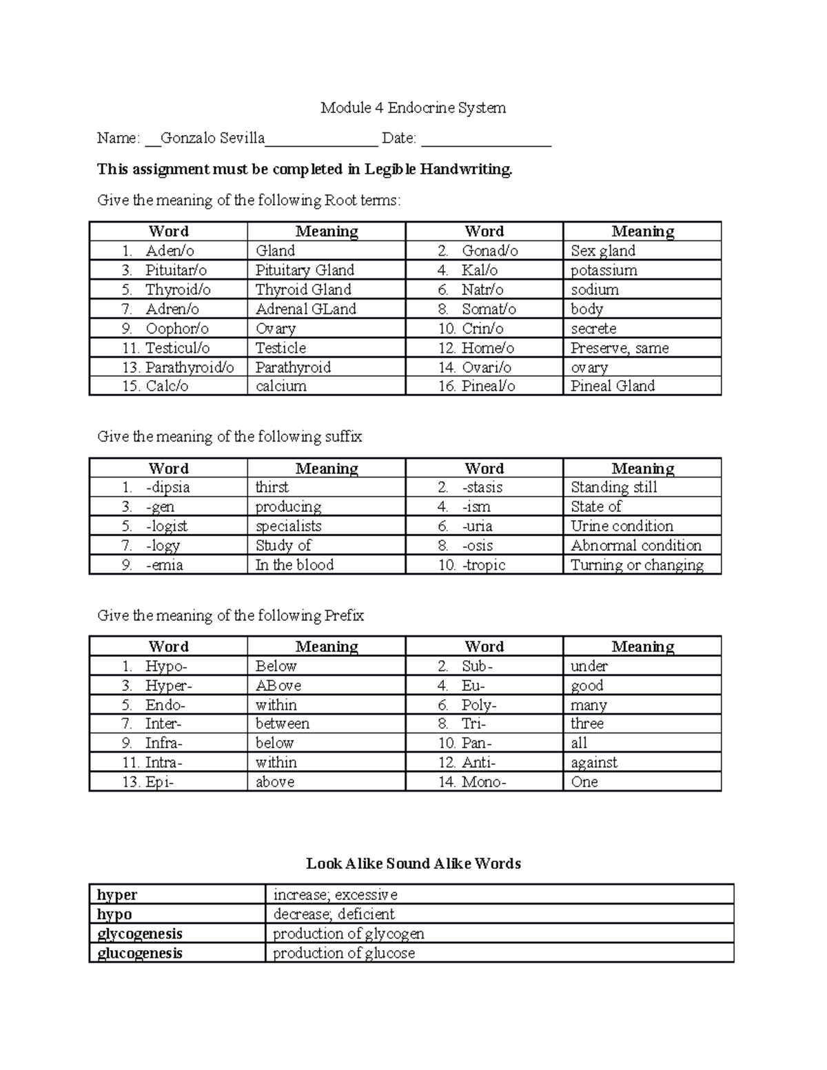 BIO 202 Module 4 Medical Terminology Endocrine System - Module 4 ...