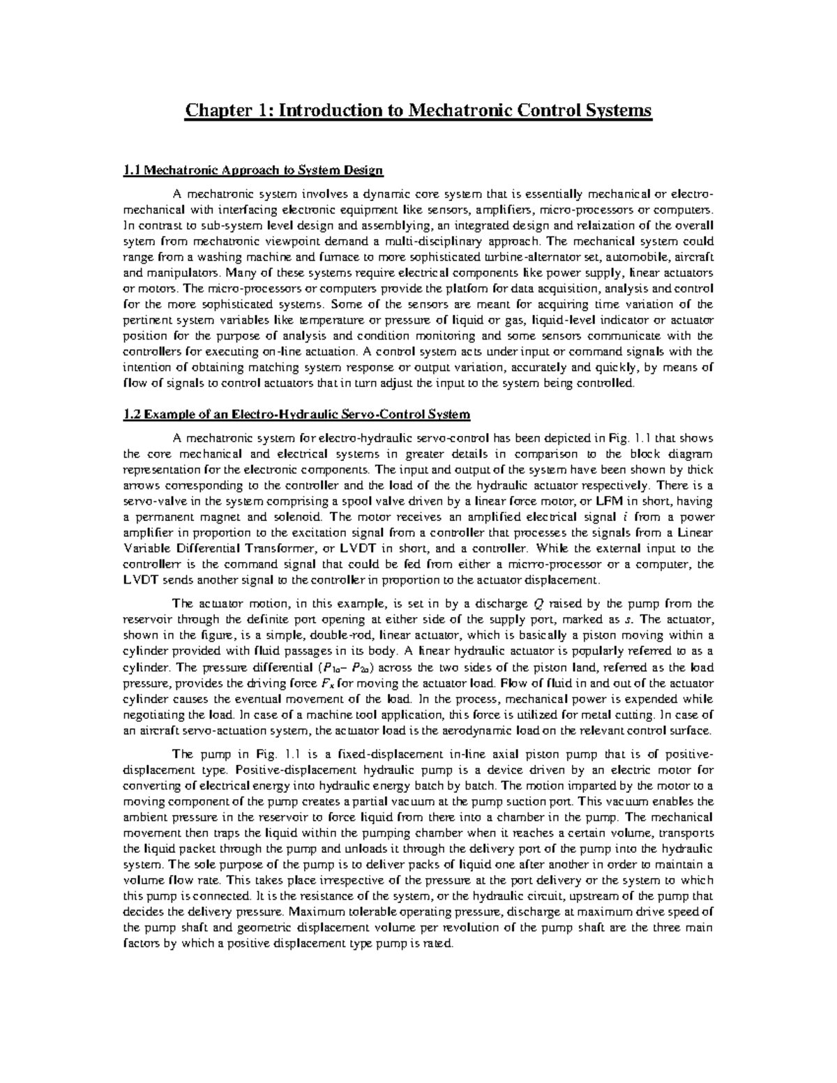 Introduction to Mechatronic Control Systems - In contrast to sub-system level design and - Studocu