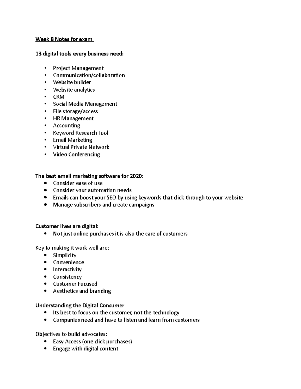 Week 8 notes ENT300 - Week 8 Notes for exam 13 digital tools every ...