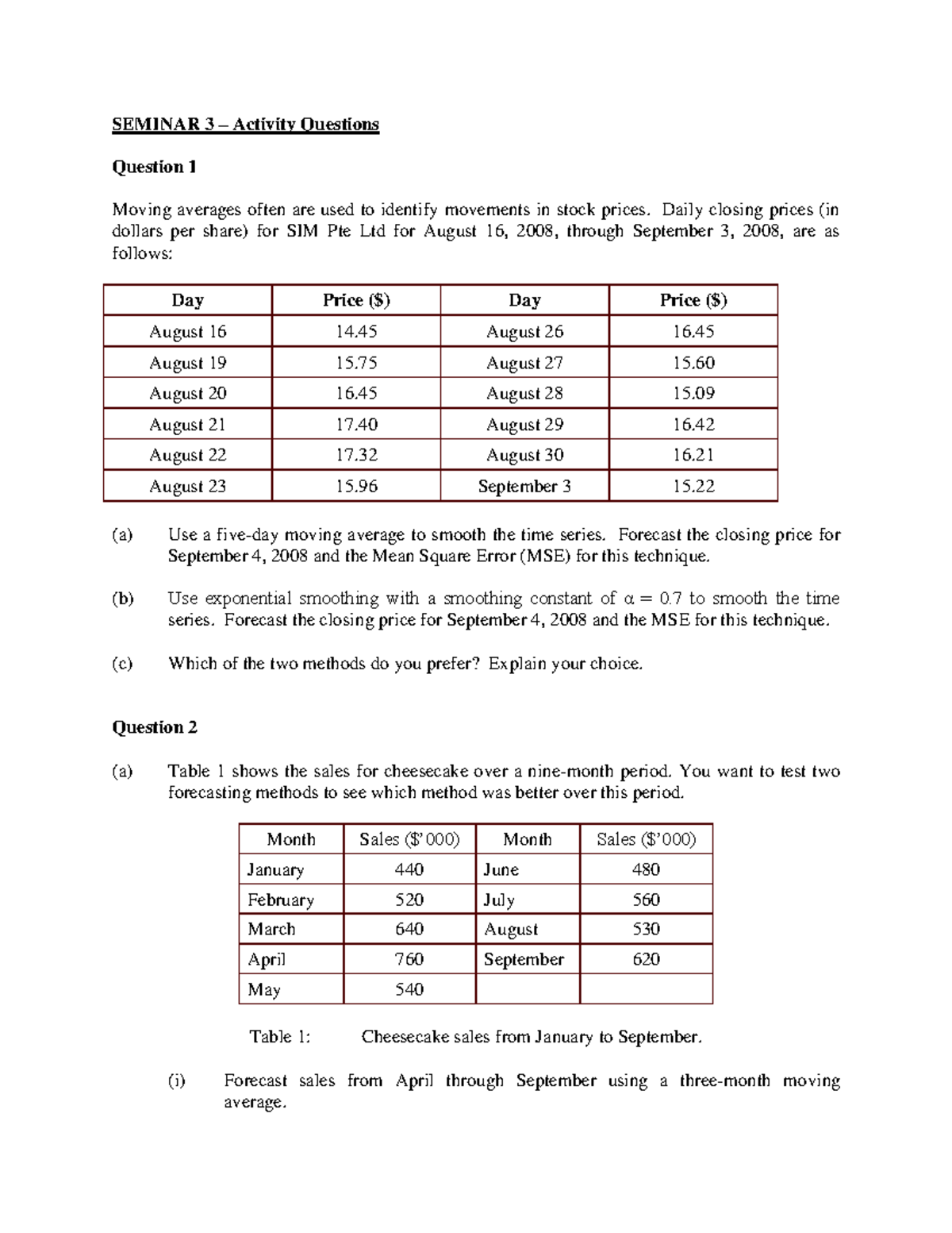 Seminar 3 Activity Questions - SUSS SU3 - SEMINAR 3 – Activity Questions Question 1 Moving ...