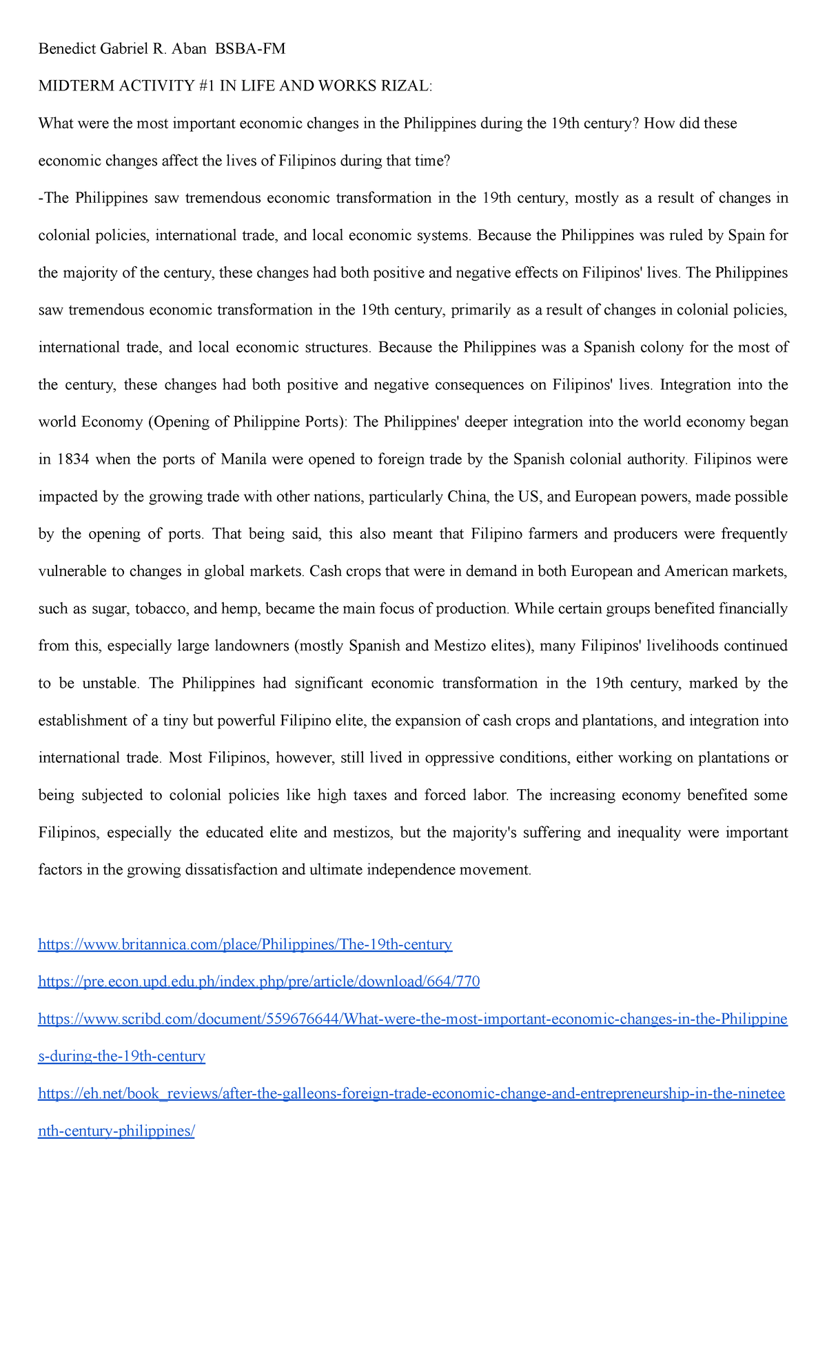 ABAN Benedict Gabriel Essay - Benedict Gabriel R. Aban BSBA-FM MIDTERM ...