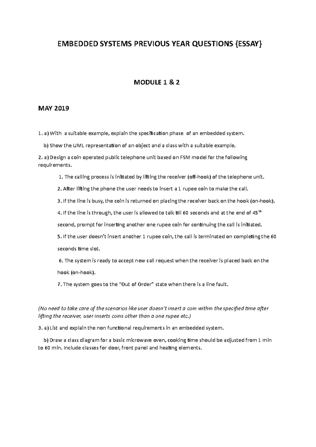 Cs 404 Es Prev Qp Embedded Systems Previous Year Question Paper Embedded Systems Previous