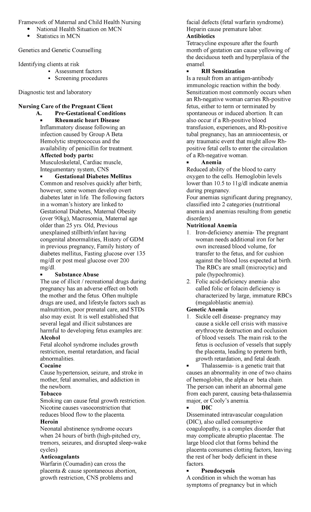 Sdl - review - Framework of Maternal and Child Health Nursing National ...