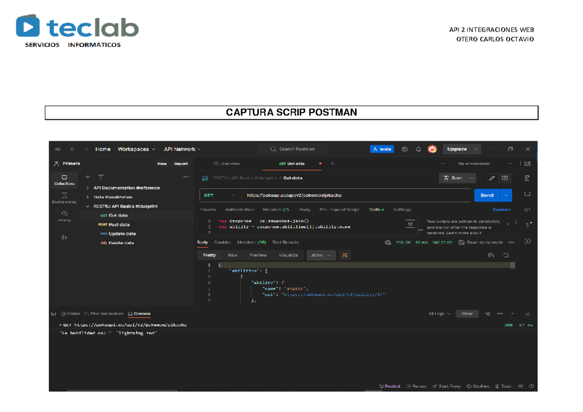API 2 Gestion de la Configuracion - API 2 INTEGRACIONES WEB OTERO CARLOS OCTAVIO CAPTURA SCRIP ...