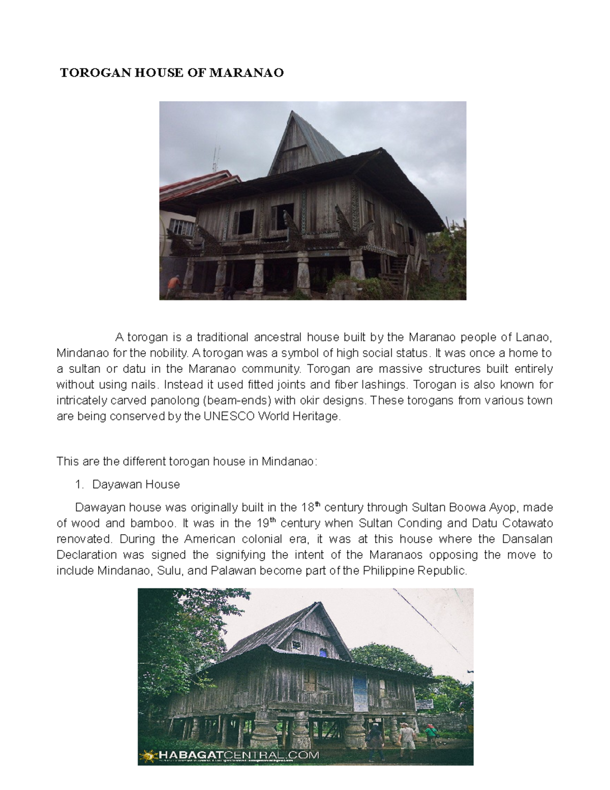 Art-Appreciation-Torogan-Houses - TOROGAN HOUSE OF MARANAO A torogan is ...