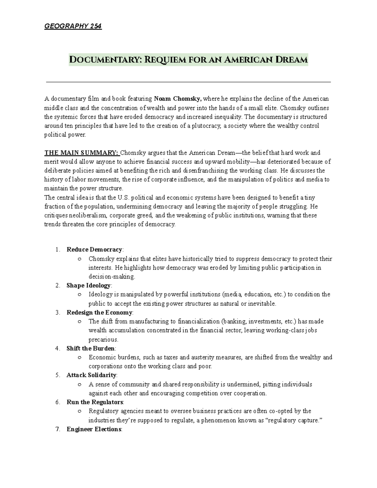 Requiem for the American Dream - GEOGRAPHY 254 Documentary: Requiem for ...