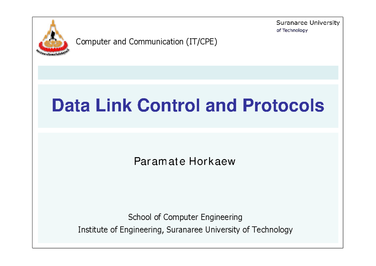 Lecture 09a - Computer and Communication (IT/CPE) Data Link Control and ...