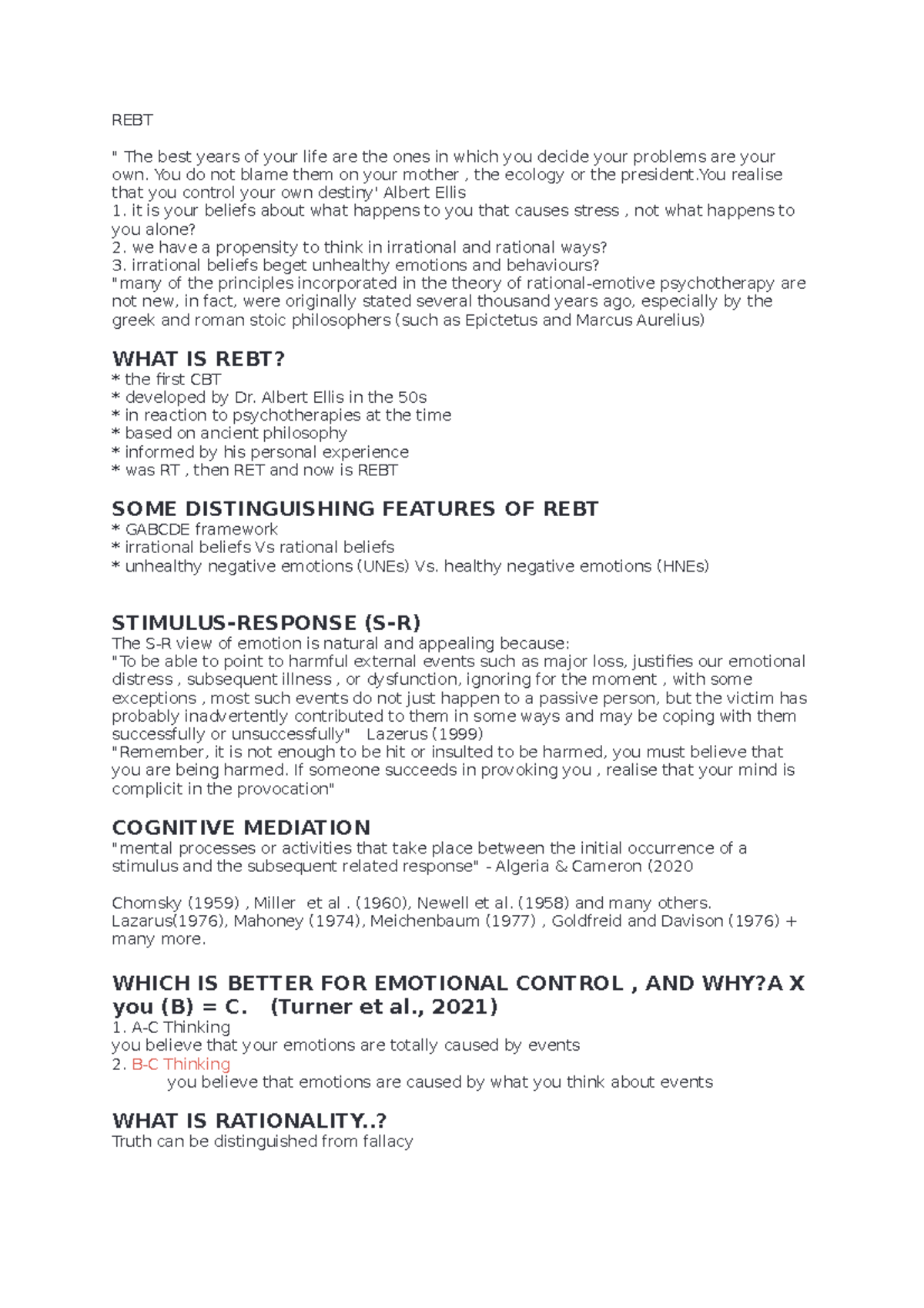 REBT - REBT IN COUNSELLING SKILLS - REBT " The best years of your life ...