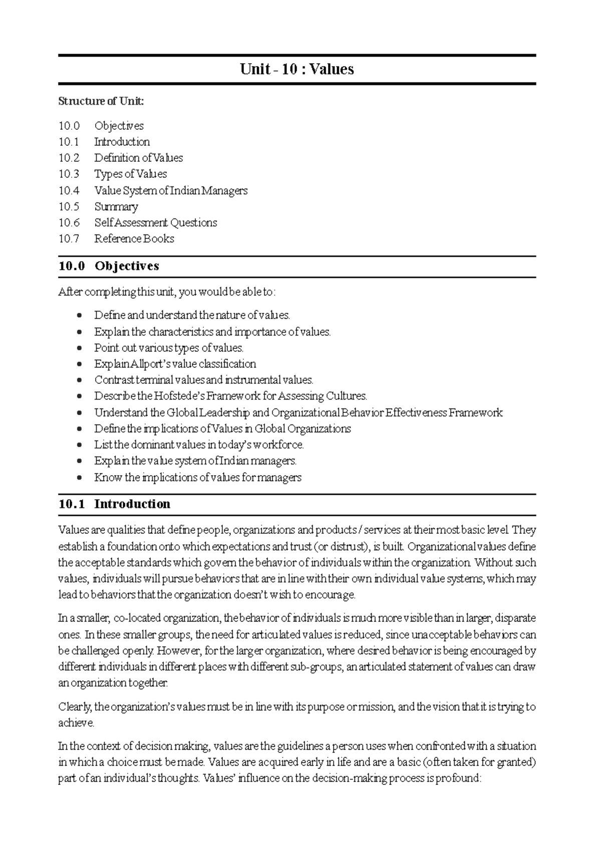Values - lecture notes - Unit - 10 : Values Structure of Unit: 10 ...