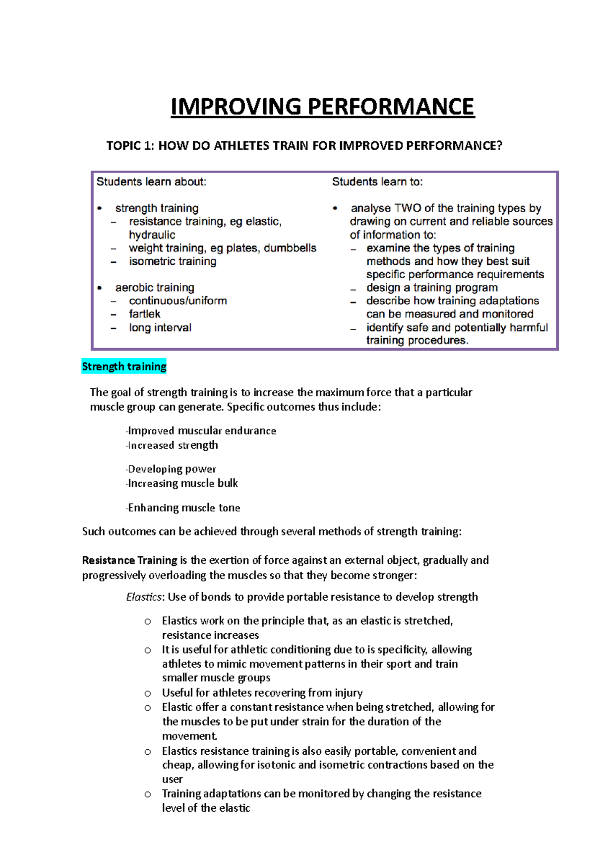 Improving Performances pdhpe notes hsc - IMPROVING PERFORMANCE TOPIC 1 ...