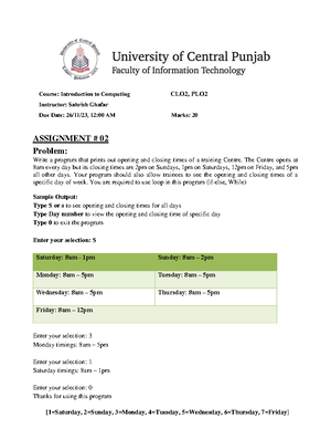 OOP Lab 4 - Oop - University of Central Punjab Faculty of Information ...