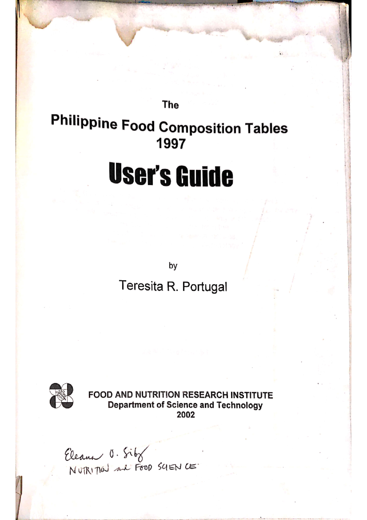 FCT 1997 USER Guide - nnnnnnn - The Philippine Food Composition Tables ...