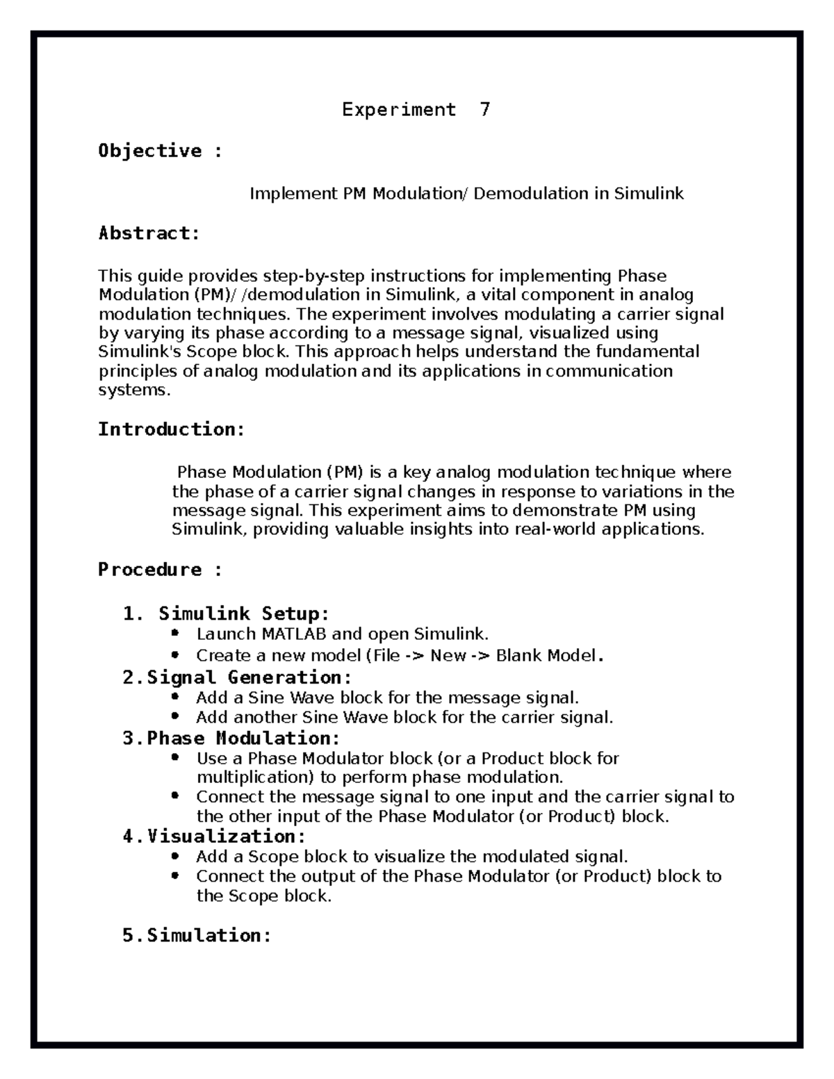 Experiment 7 All Is Well Experiment 7 Objective Implement Pm