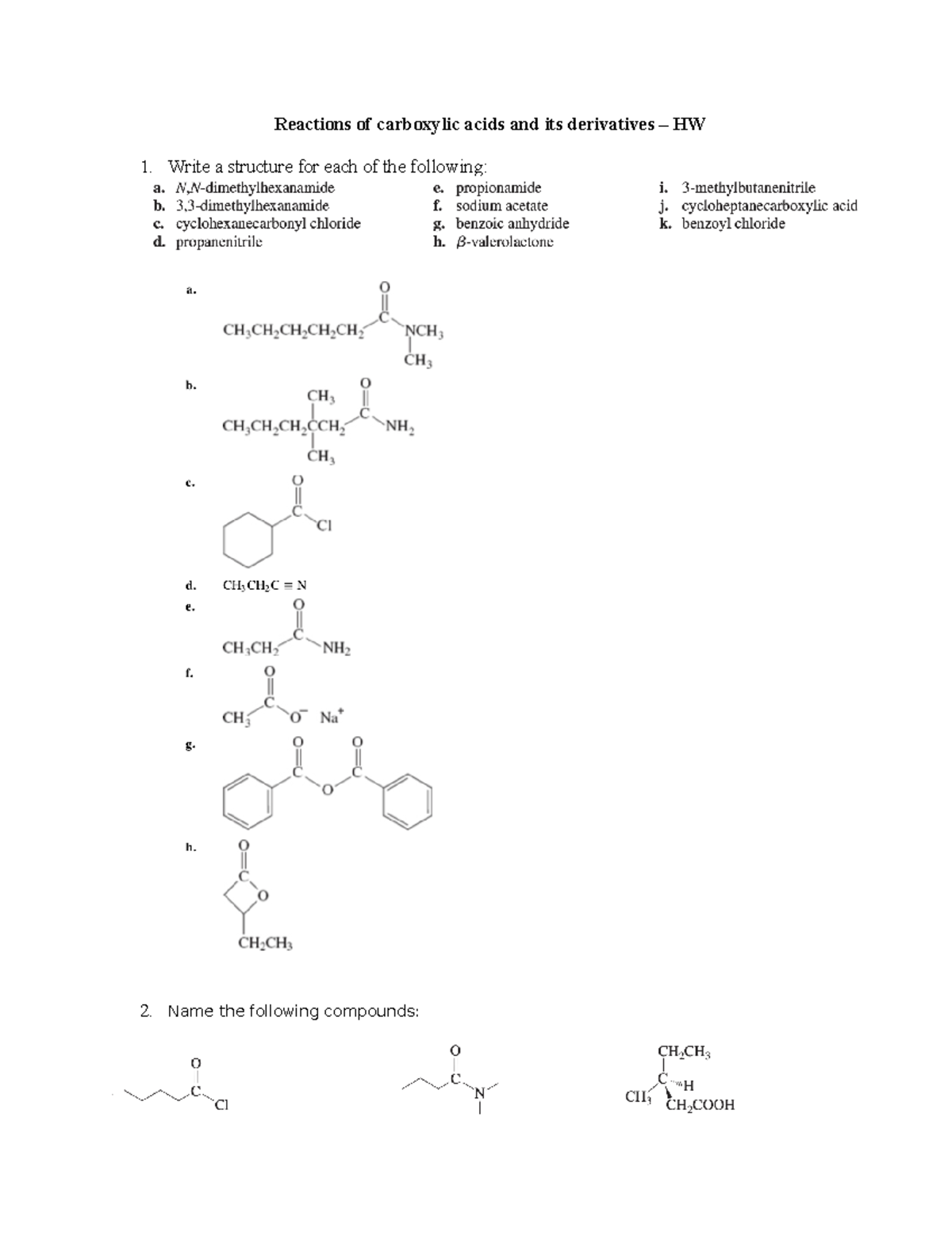 Reactions of carboxylic acids and its derivatives answers for canvas ...