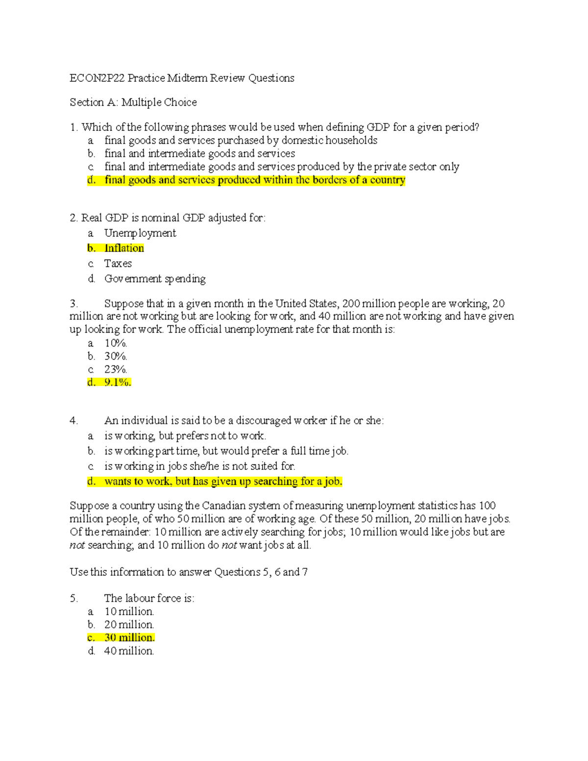 Practice Midterm with solution - ECON2P22 - ECON2P22 Practice Midterm ...
