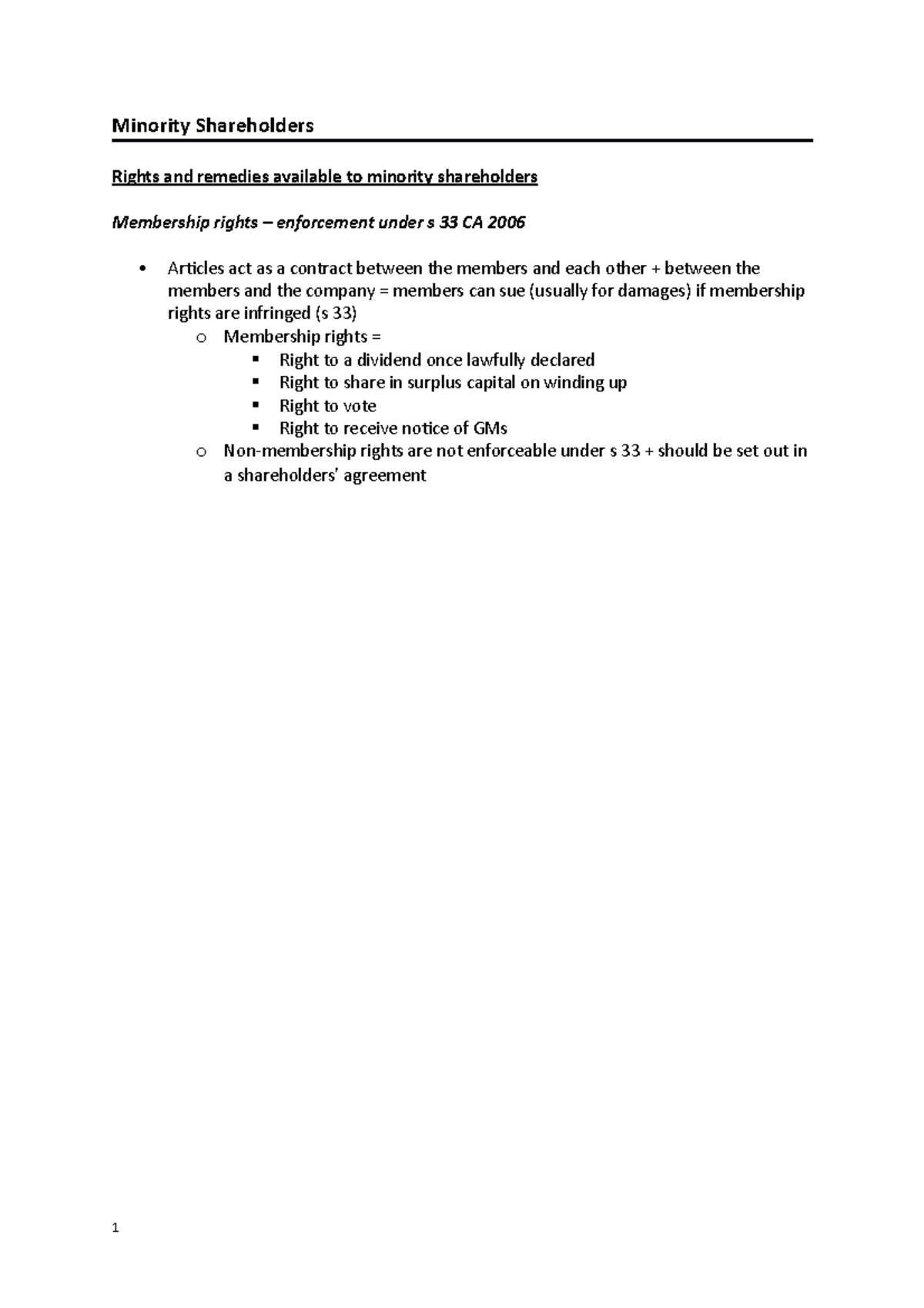 10 Minority Shareholders - Minority Shareholders Rights and remedies ...