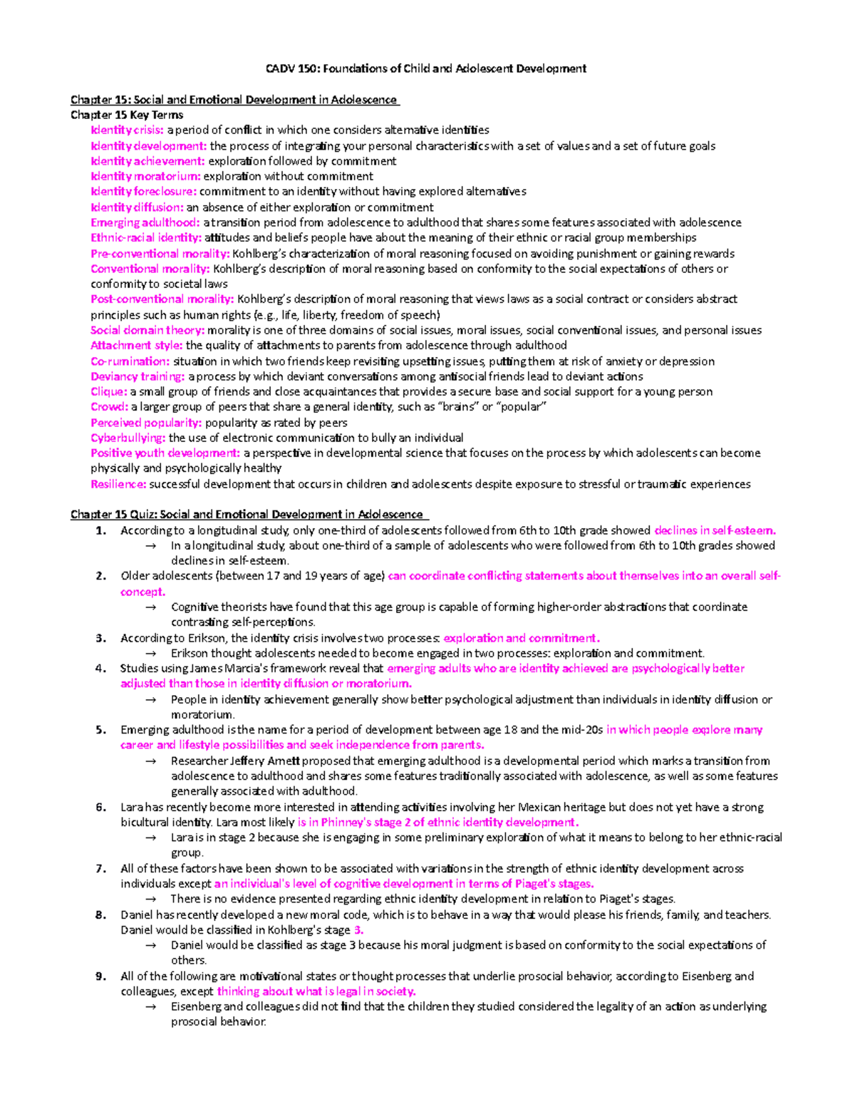 CADV 150 Chapter 15 - Lecture notes 15 - CADV 150: Foundations of Child ...