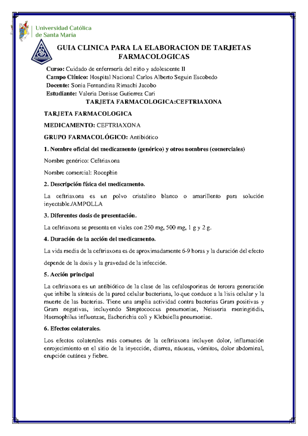 Tarjeta ceftriaxona - fsafaf - GUIA CLINICA PARA LA ELABORACION DE ...