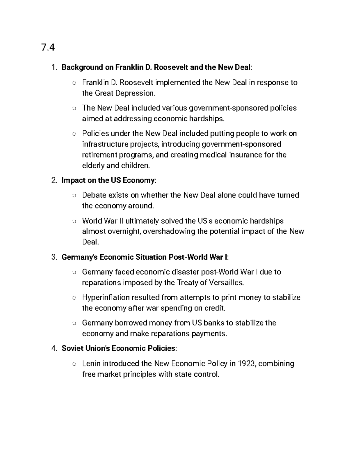 Heimler summaries - 7. Background on Franklin D. Roosevelt and the New ...