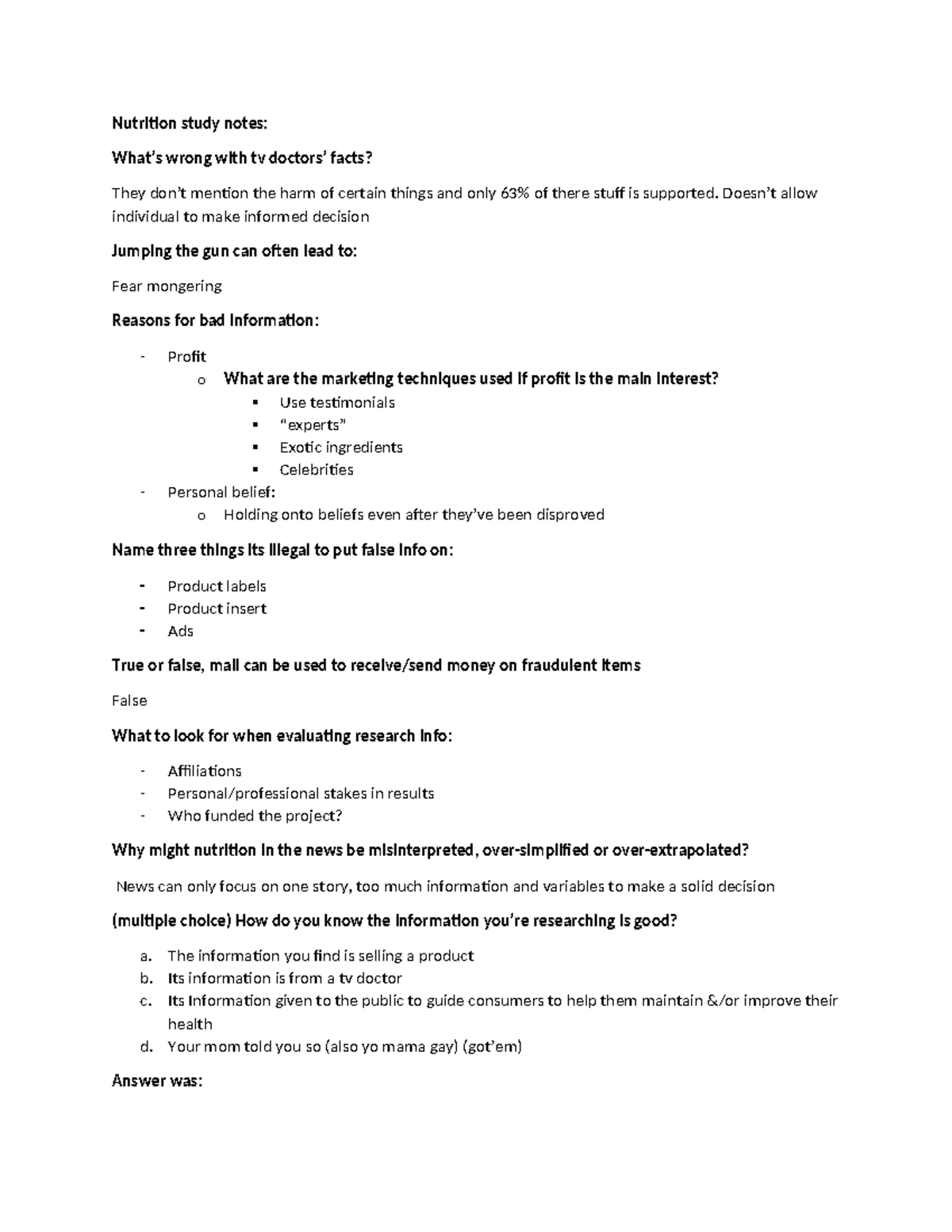 Nutrition study notes - A summary of almost everything youll need to ...