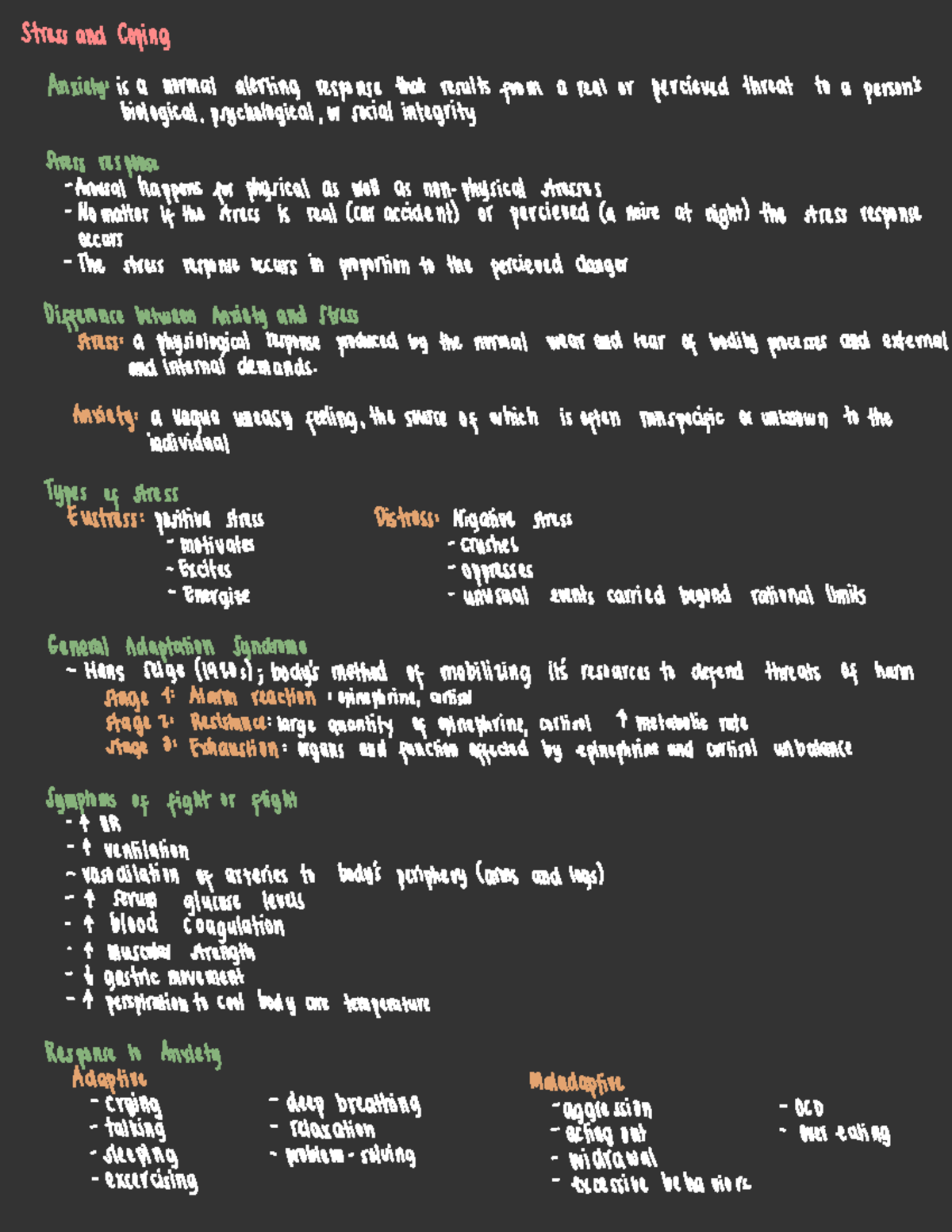 Exam 2 - content includes - stress and coping - therapeutic ...