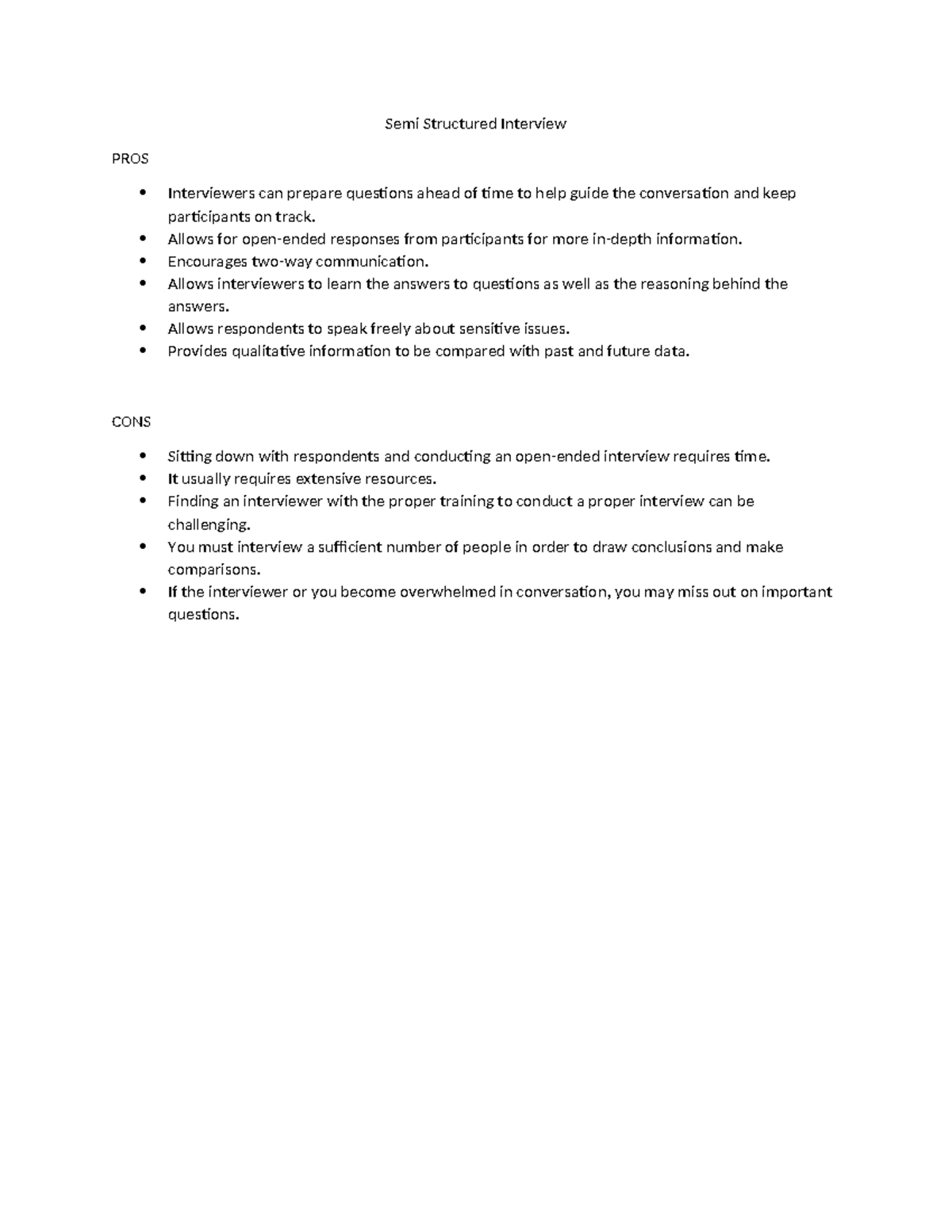 Semi Structured Interview - Semi Structured Interview PROS Interviewers ...