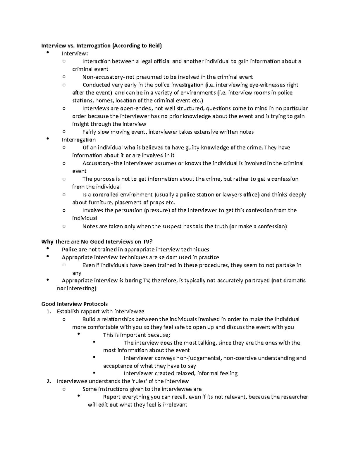 Interview vs Interrogation - Interview vs. Interrogation (According to ...