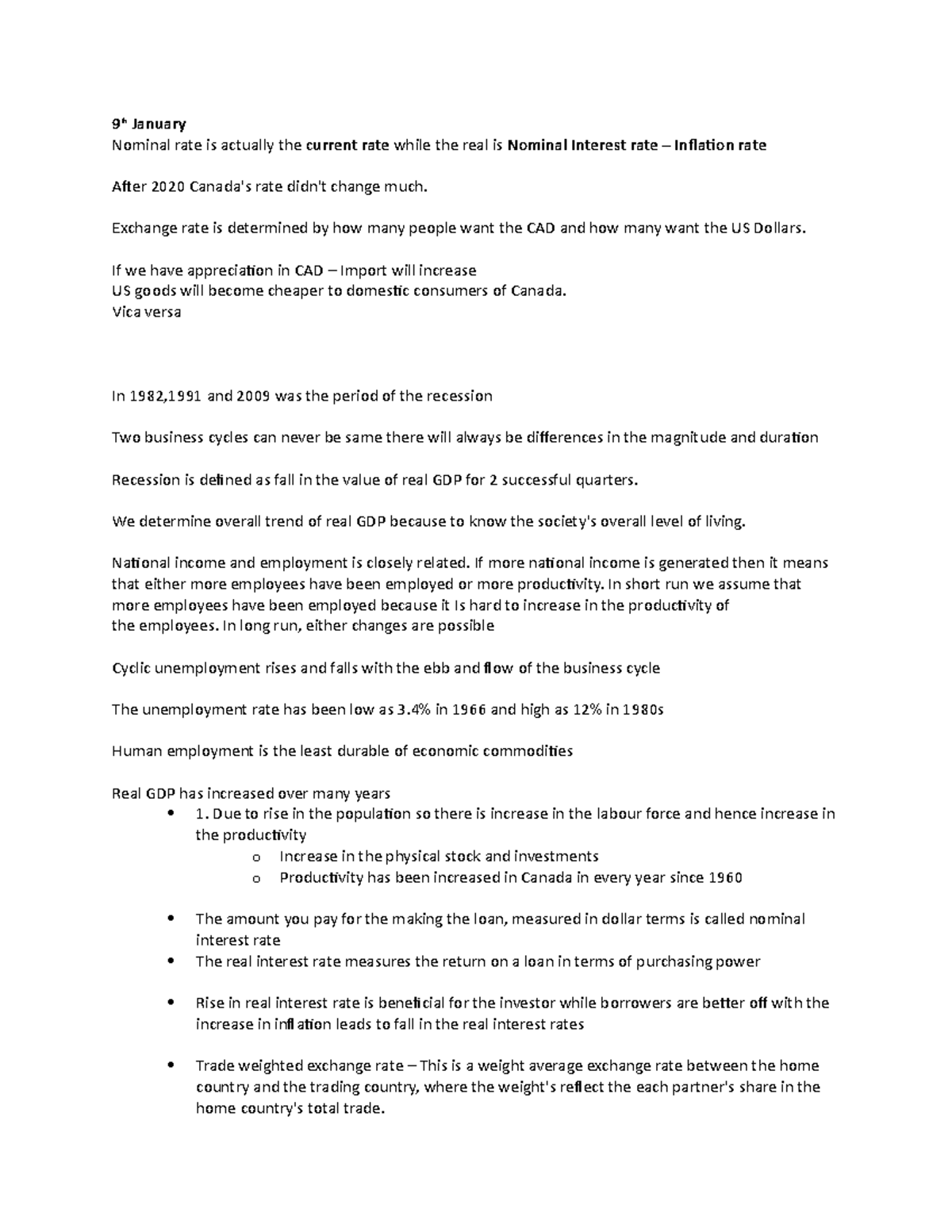 EC140 Notes from Beginning - 9 Nominal rate is actually theth January ...