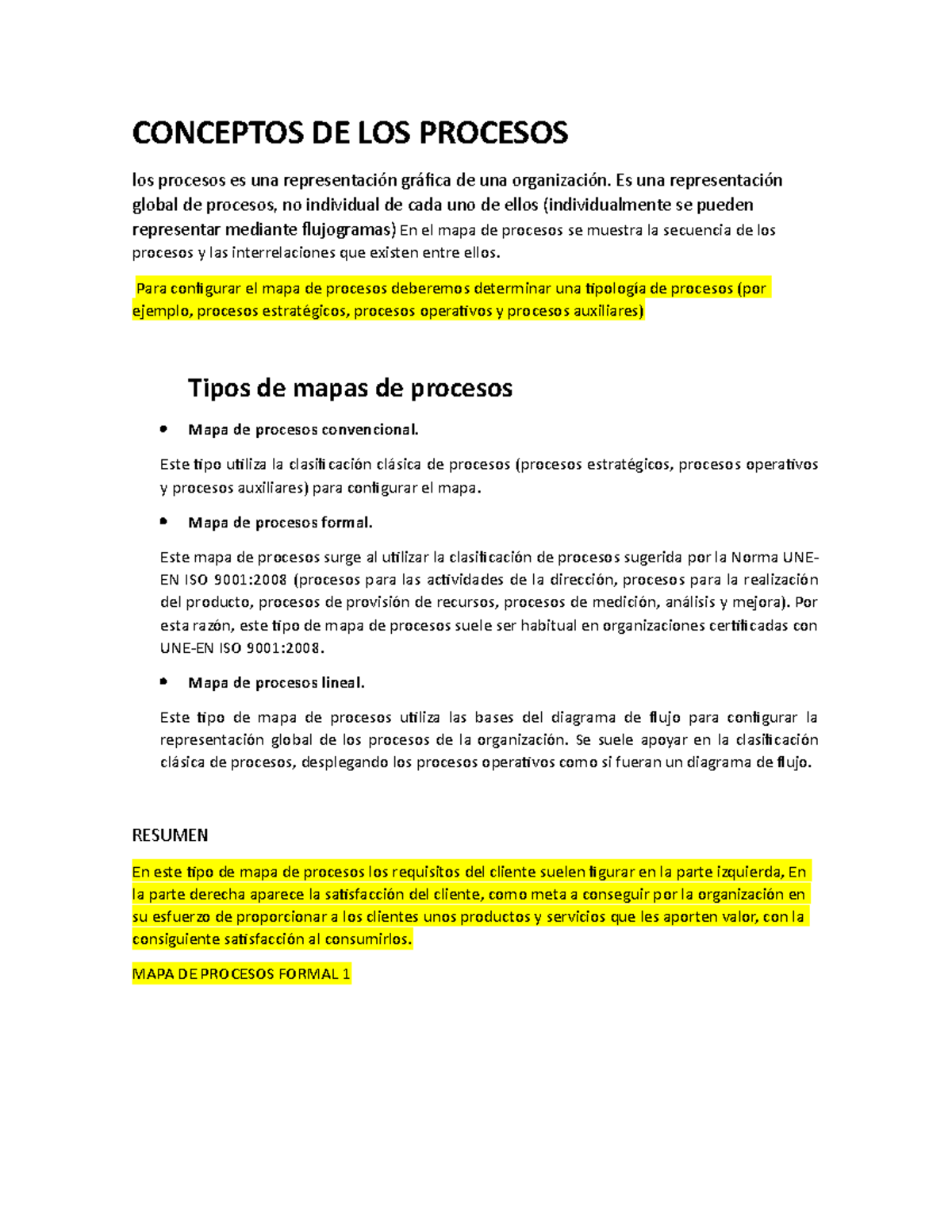 Resumen DE PC1 Procesos - CONCEPTOS DE LOS PROCESOS los procesos es una ...