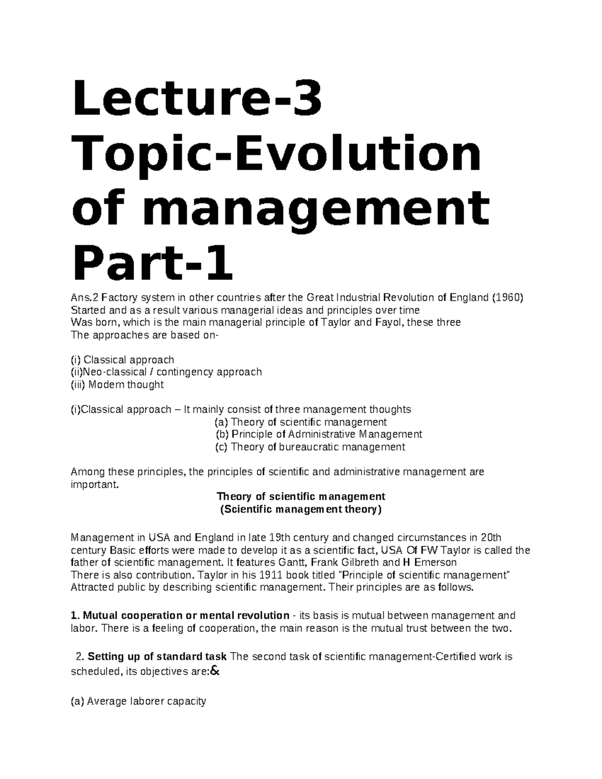 Essentials of Management Lecture 3 - Lecture- Topic-Evolution of ...