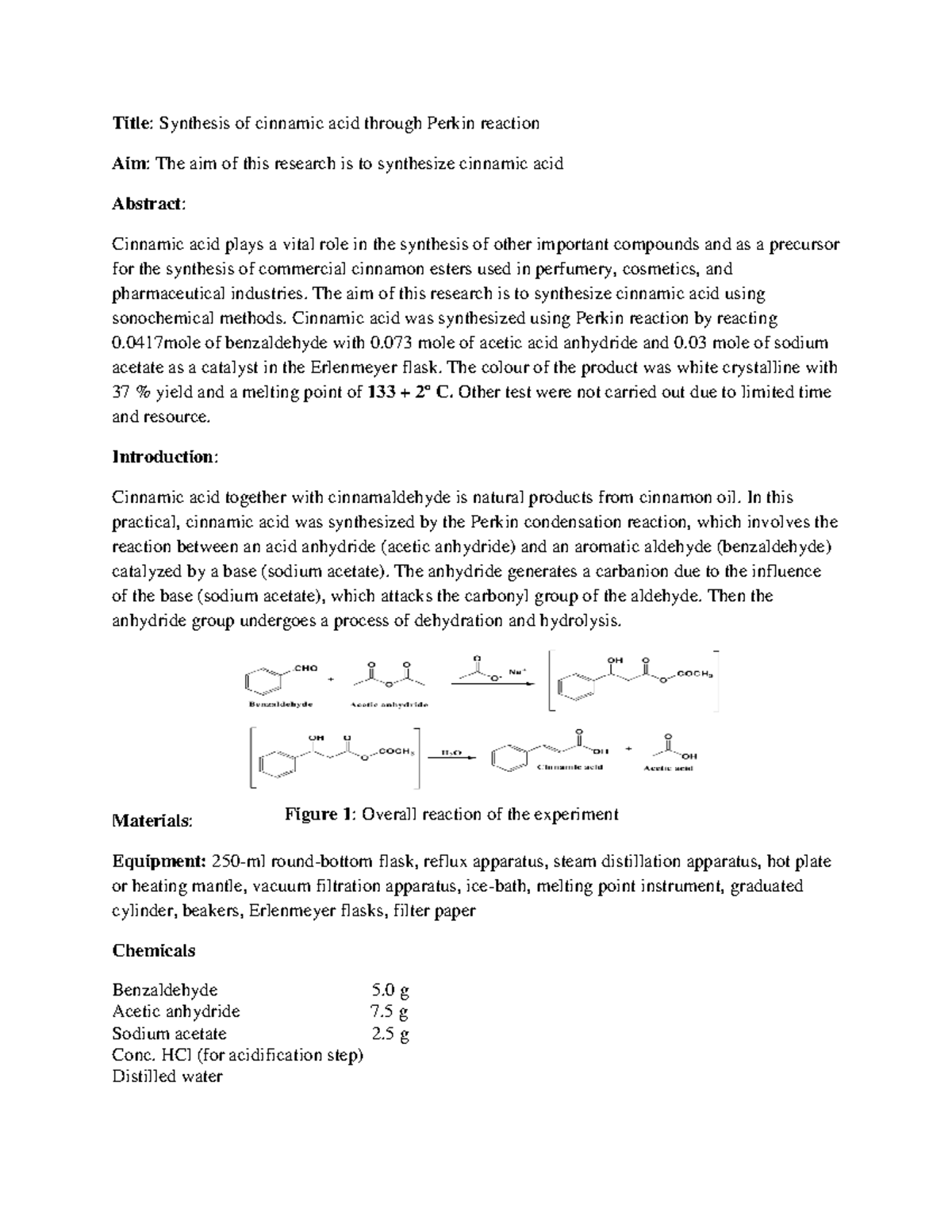 OC1 Practical 3 - Jones Oxidation reaction - Title : Synthesis of ...
