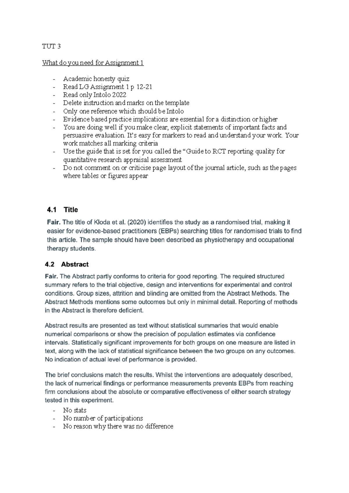 TUT 3 - Lecture/Tutorial notes - TUT 3 What do you need for Assignment ...