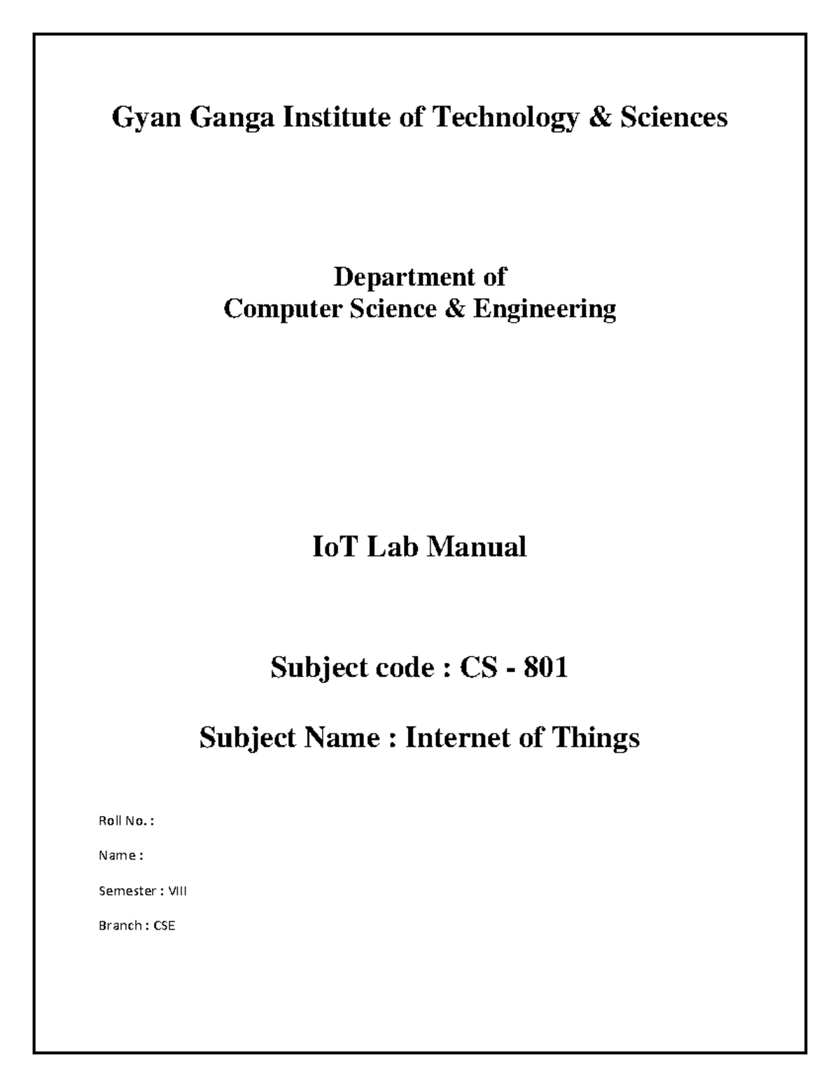 Io T Lab manual - Gyan Ganga Institute of Technology & Sciences ...