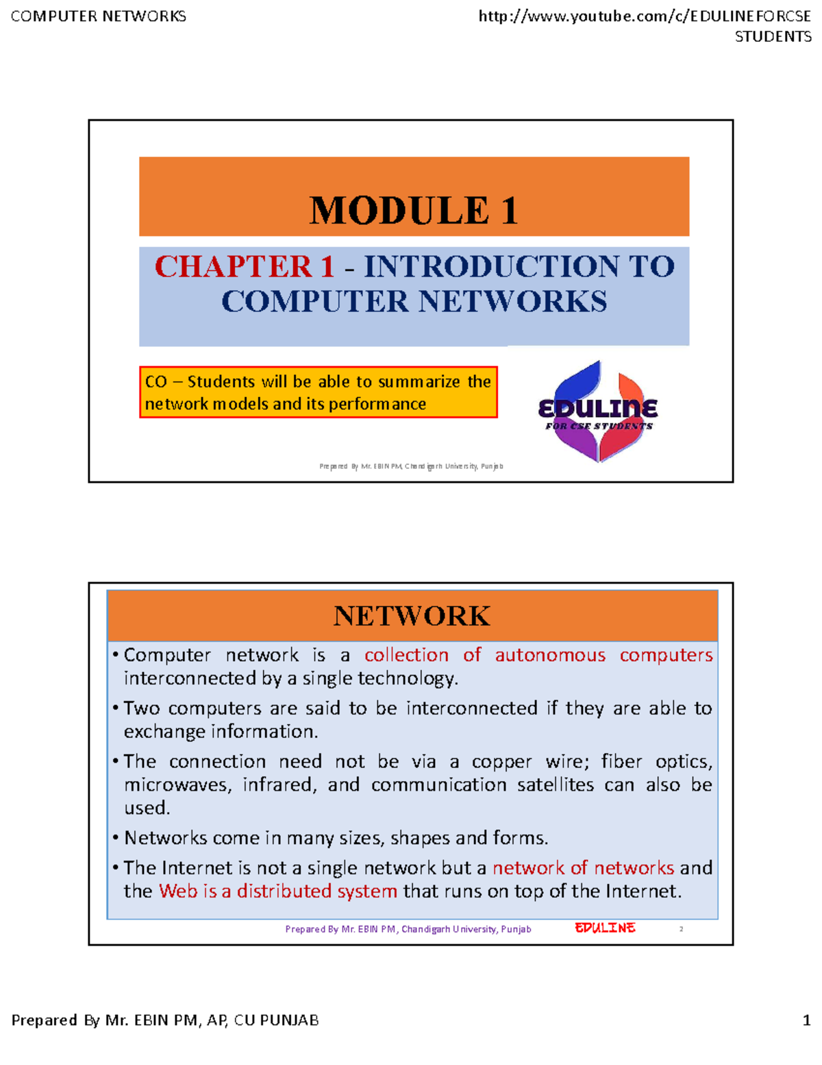 Module-1 - summary of introduction of computer network - STUDENTS ...