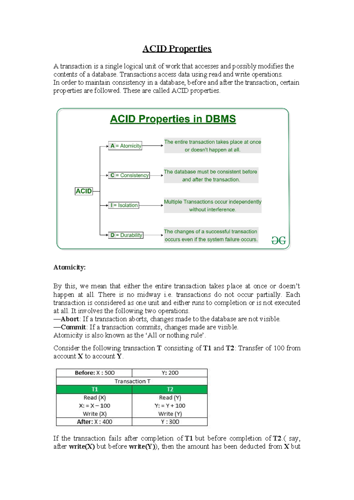 ACID - DBMS ACID Properties - ACID Properties A transaction is a single logical unit of work ...