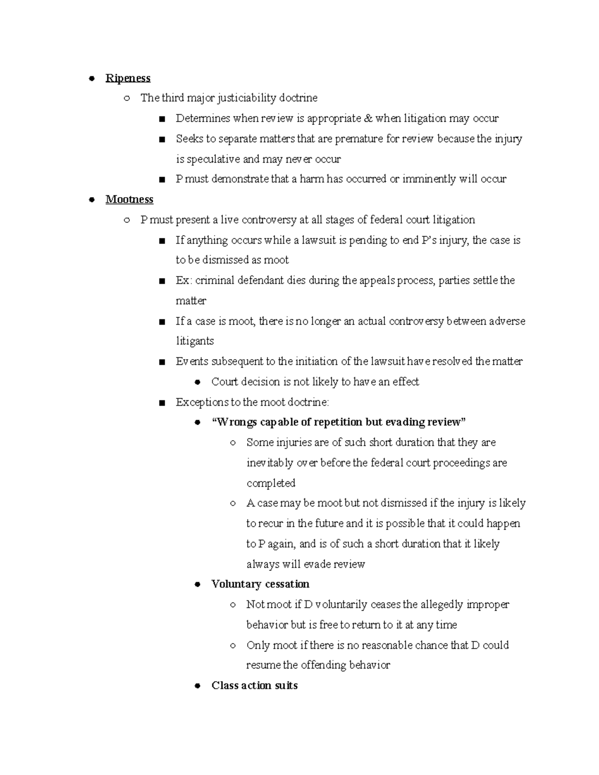 Con Law 2021- Before Class Notes - Ripeness The third major ...