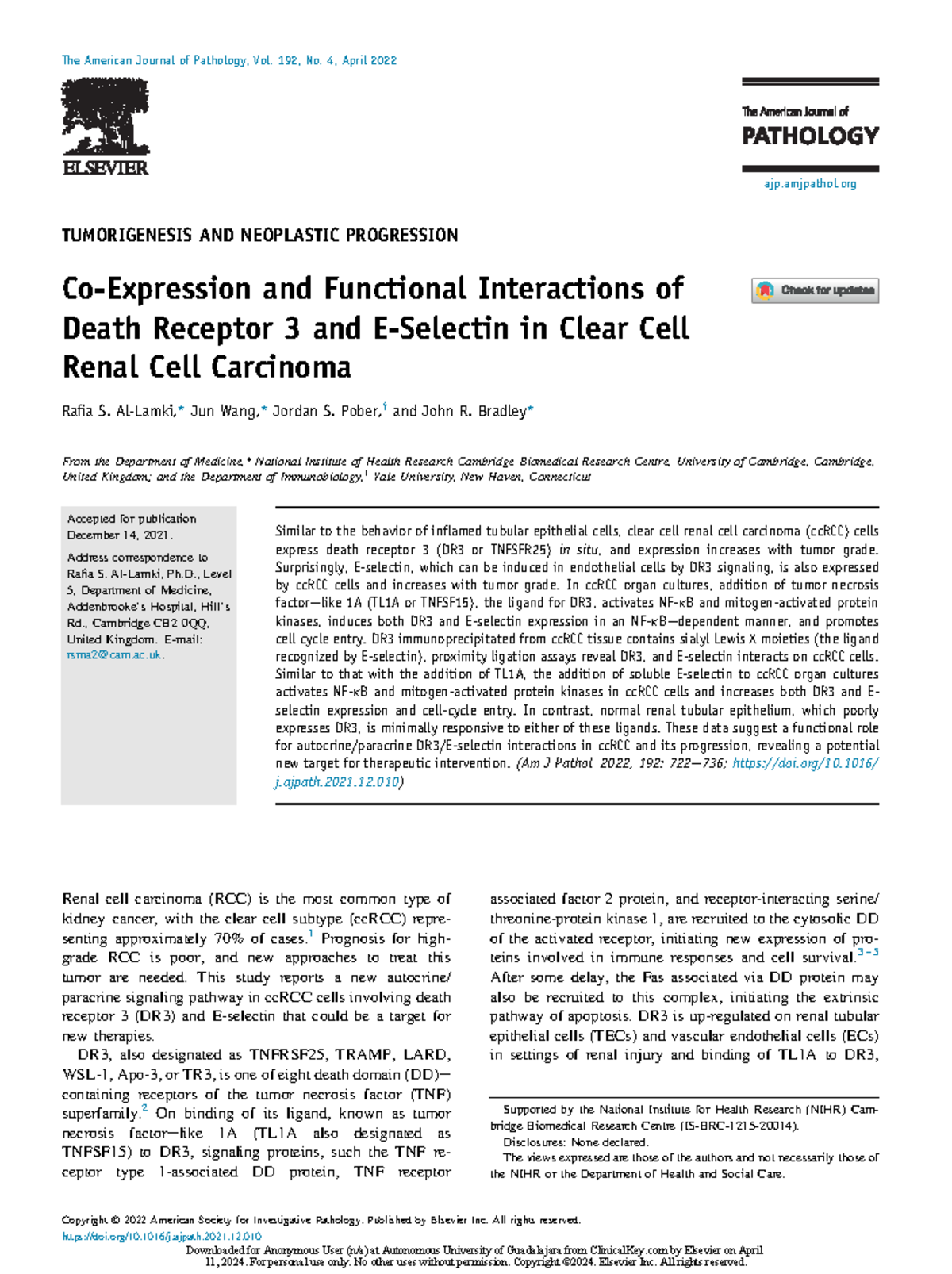 Co-Expression and Functional Interactions of Death Receptor 3 and E ...