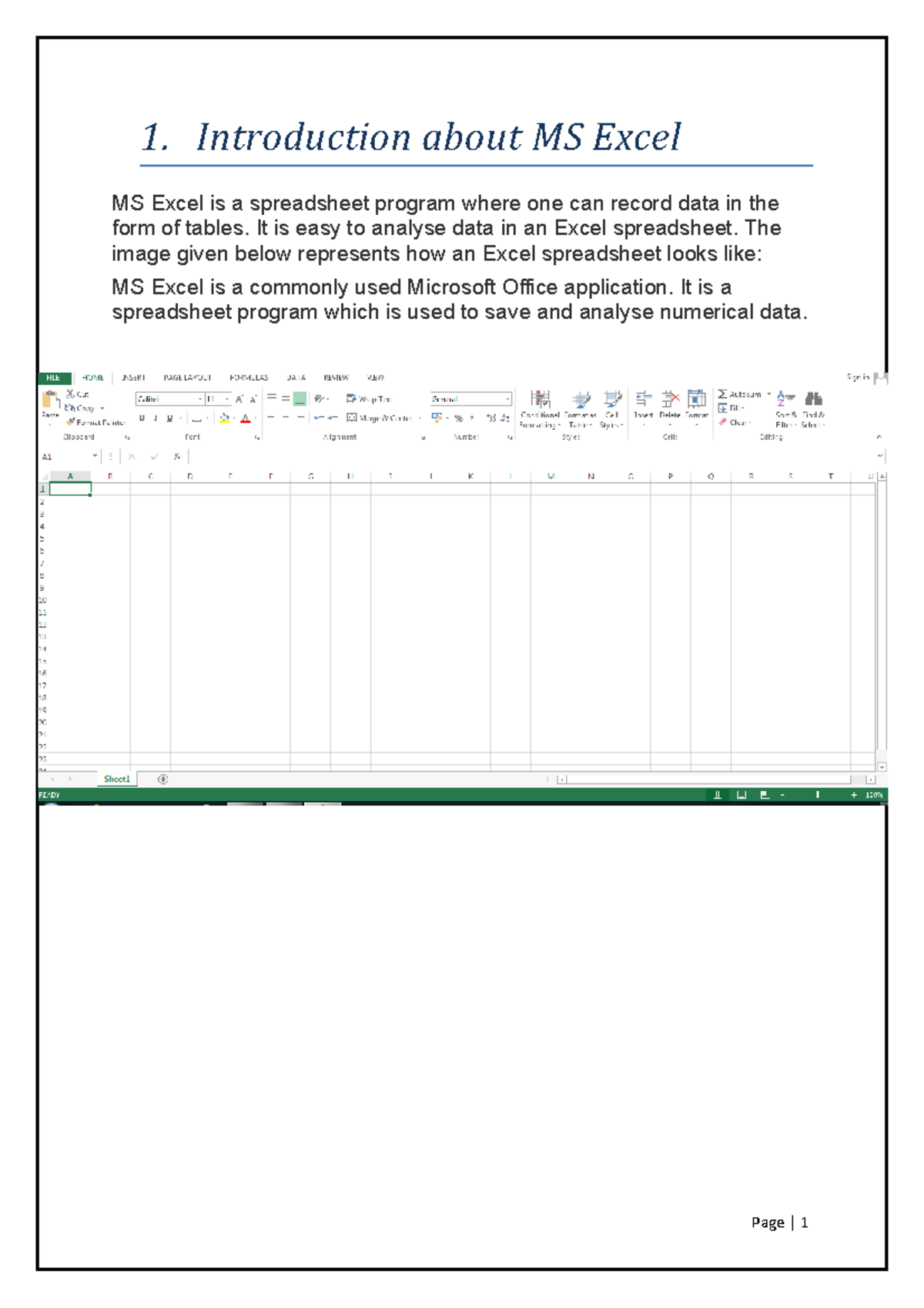 Uses of If Funtion in MS Excel - 1. Introduction about MS Excel MS ...